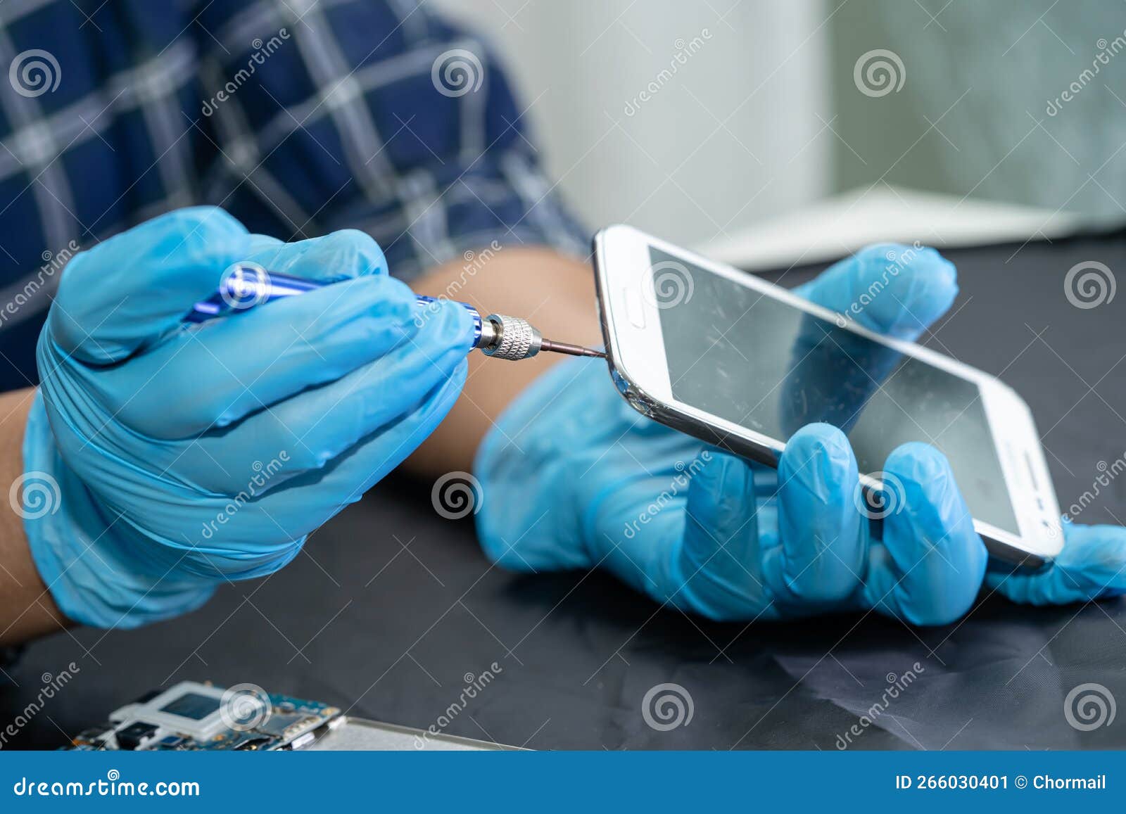 Technician Repairing Inside of Hard Disk. Integrated Circuit. the ...