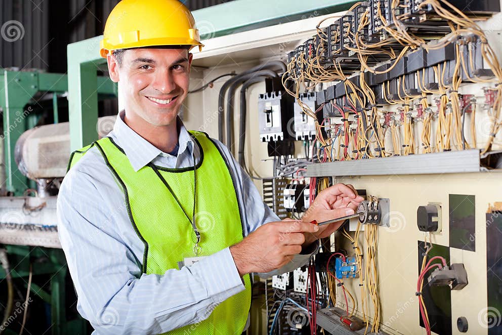 Technician Repairing Machine Stock Photo - Image of caucasian, machine ...