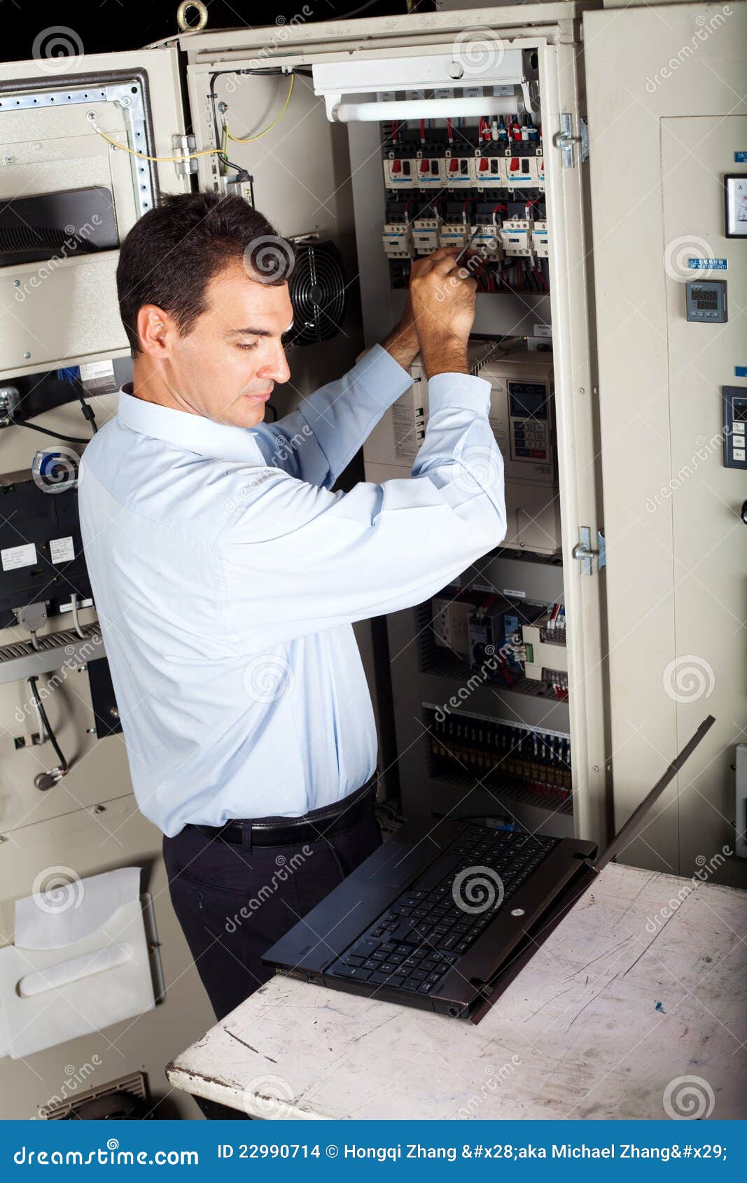 Technician Repairing Machine Stock Photo - Image of collar, electronic ...