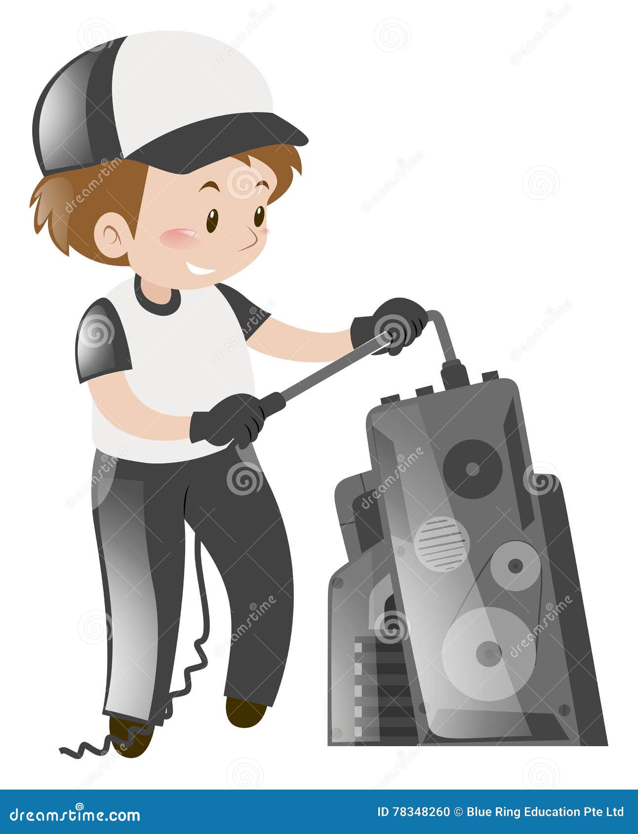 Technician Repairing Machine Alone Stock Vector - Illustration of ...