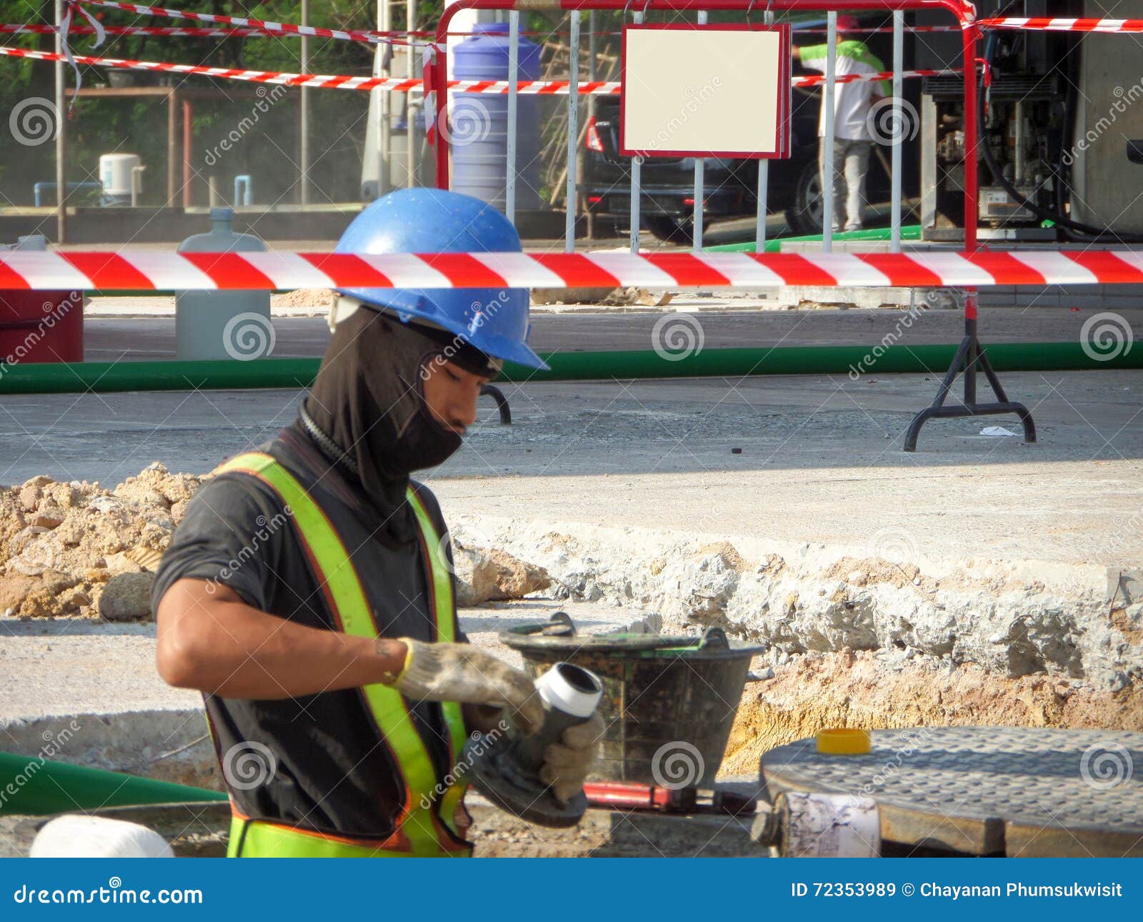 Technician Repairing Maintenance Fuel Pipe Underground Stati Editorial ...