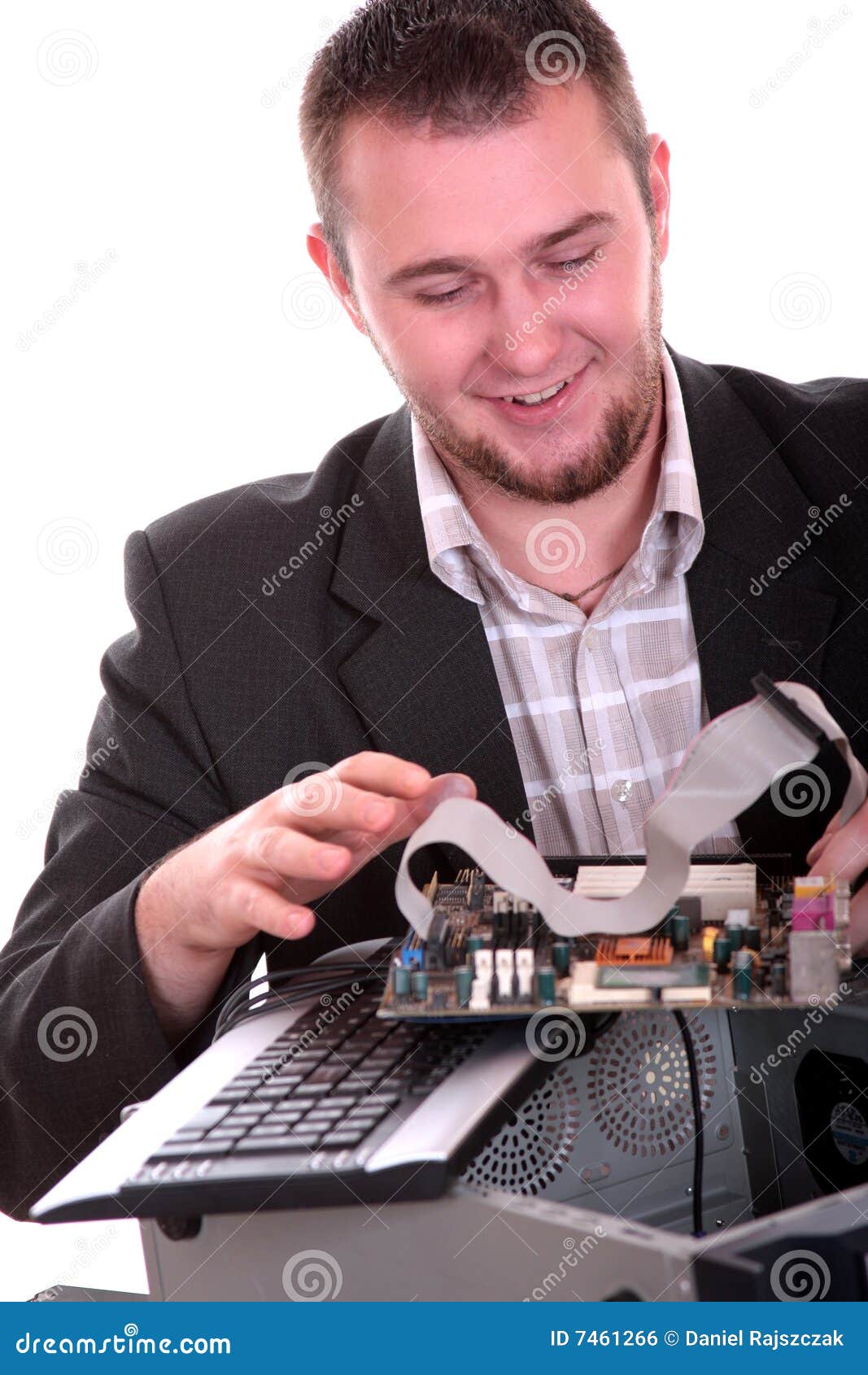 Technician Repairing PC Isolated on White Stock Photo - Image of ...