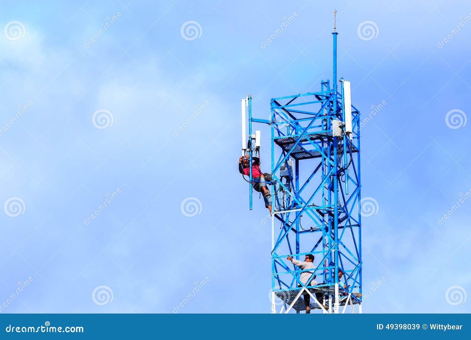 Technician Repairing on Telecommunication Tower Editorial Stock Image ...