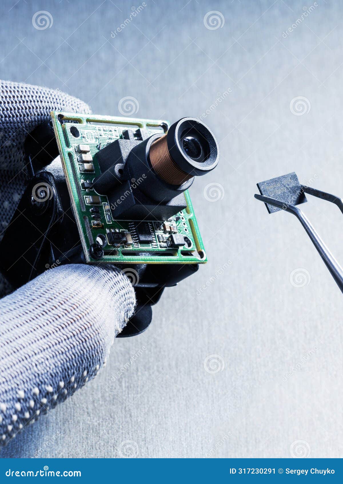 Engineer Installing Microchip in CCTV Camera Stock Image - Image of ...