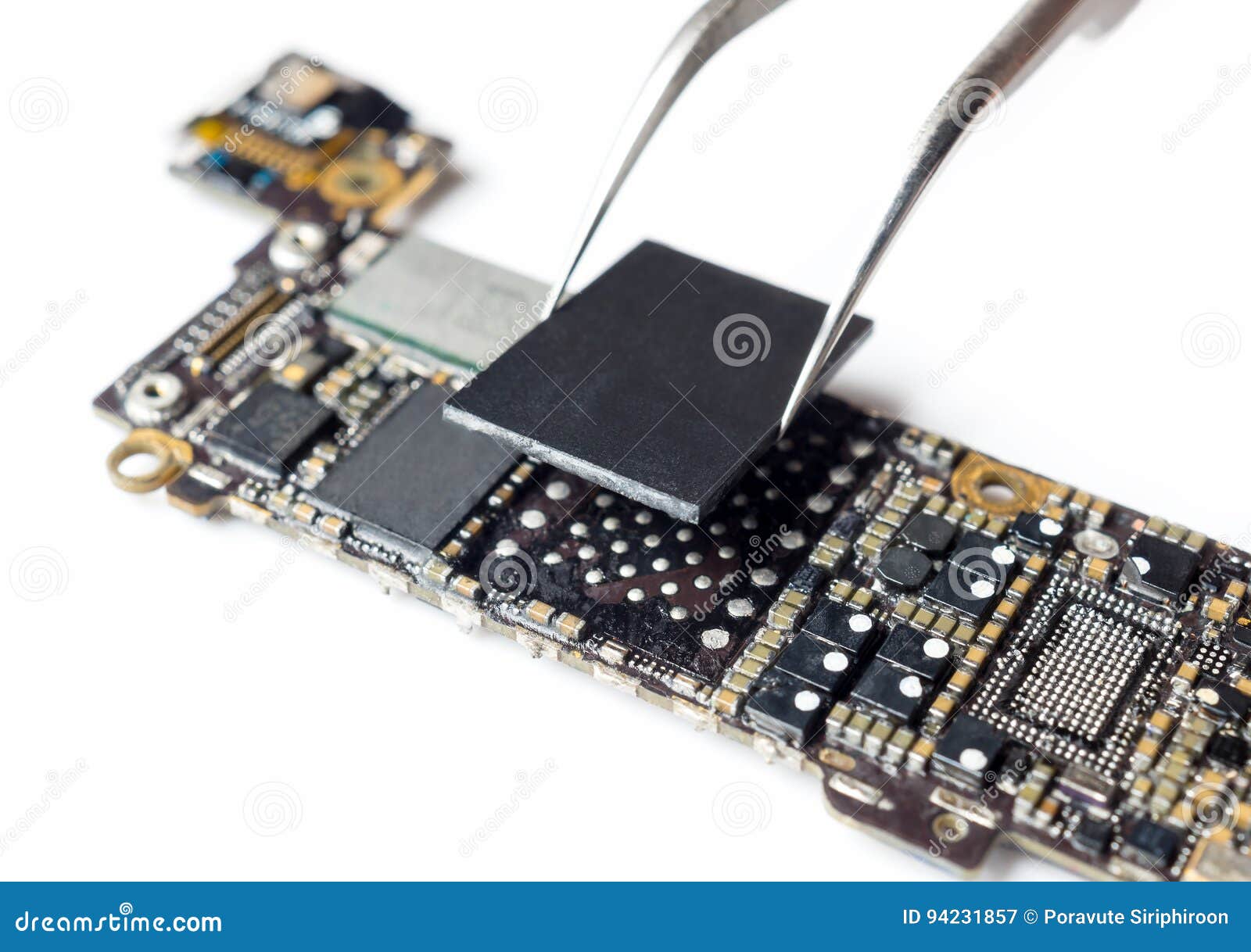 Technician Replacing Flash Storage of Smartphone Motherboard Stock ...