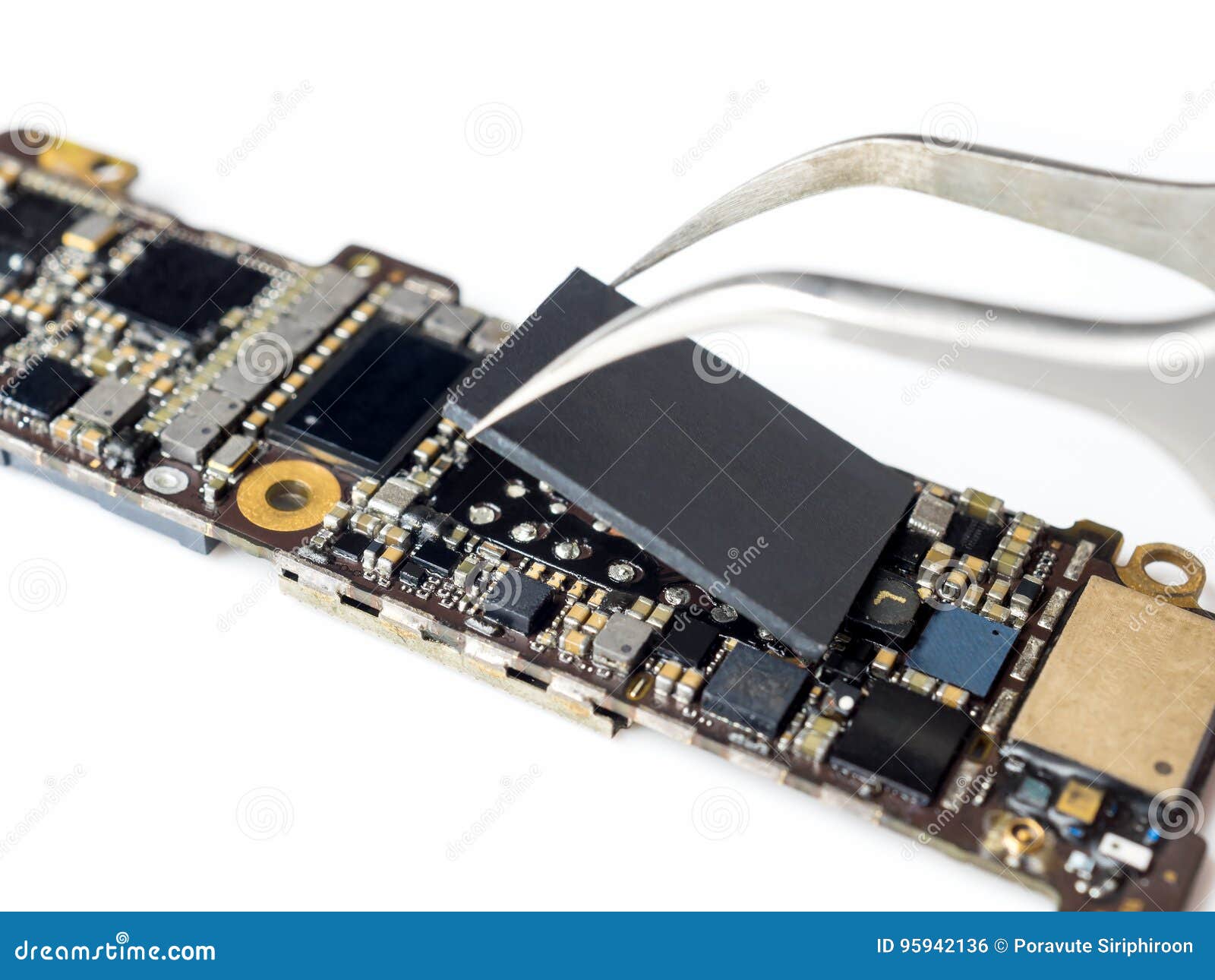 Technician Replacing Flash Storage of Smartphone Motherboard Stock ...