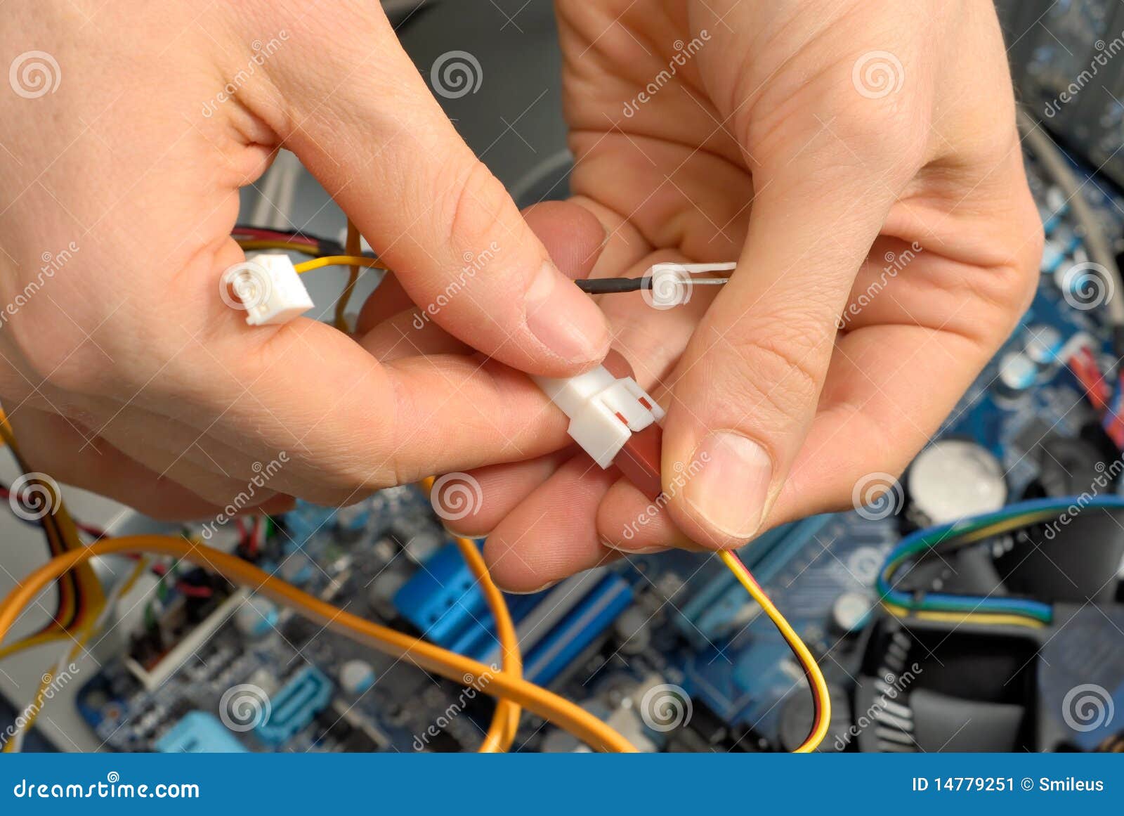 Technician s hands at work stock image. Image of assembly - 14779251