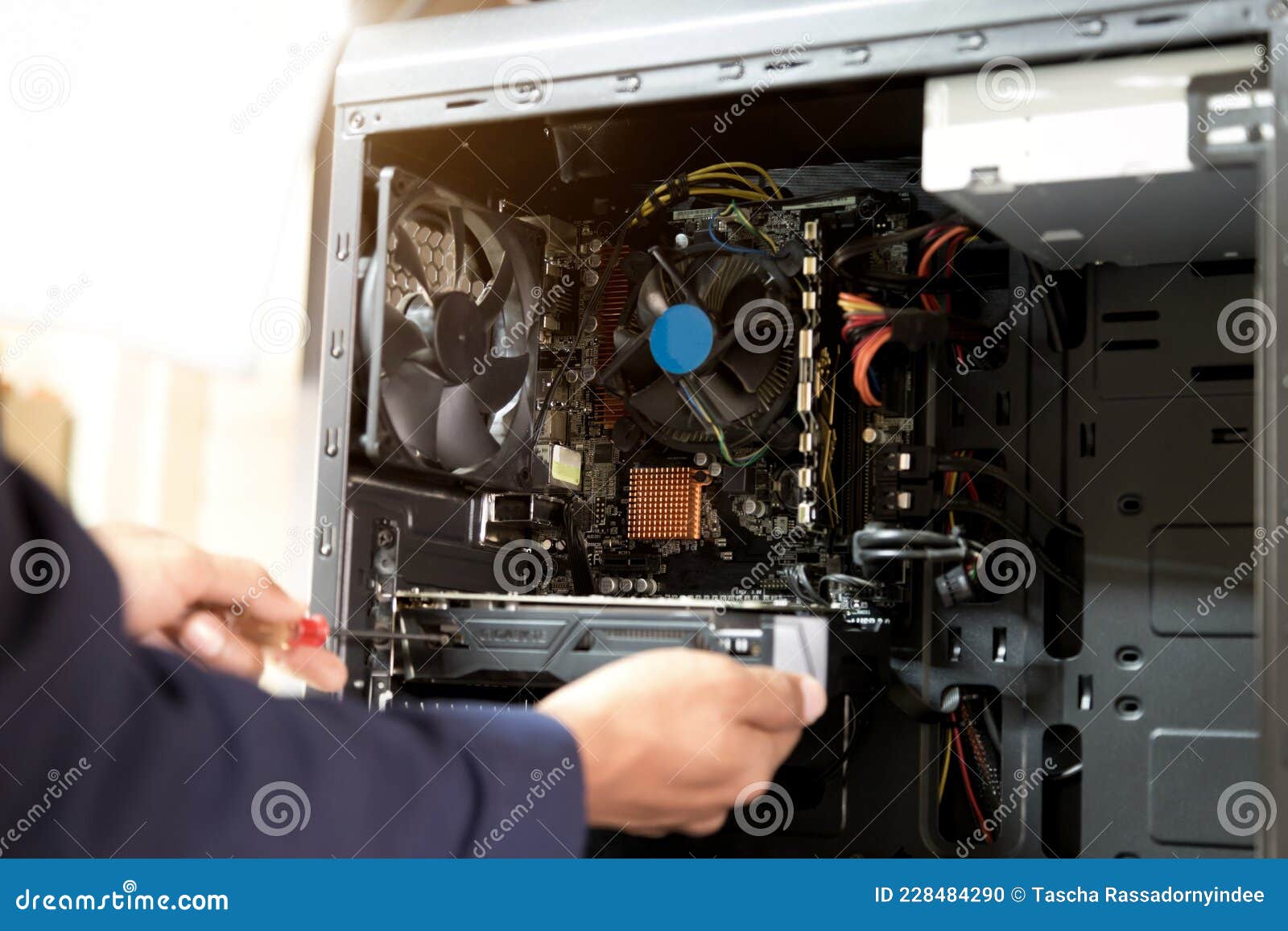 Technician with a Screwdriver for Fixing Computers, Computer Har Stock ...