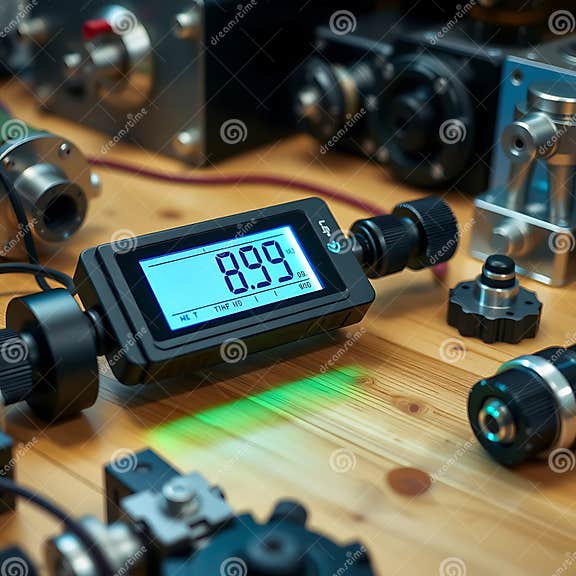 A Technician Setting Up a Precise Alignment System on a Robotic Arm in ...