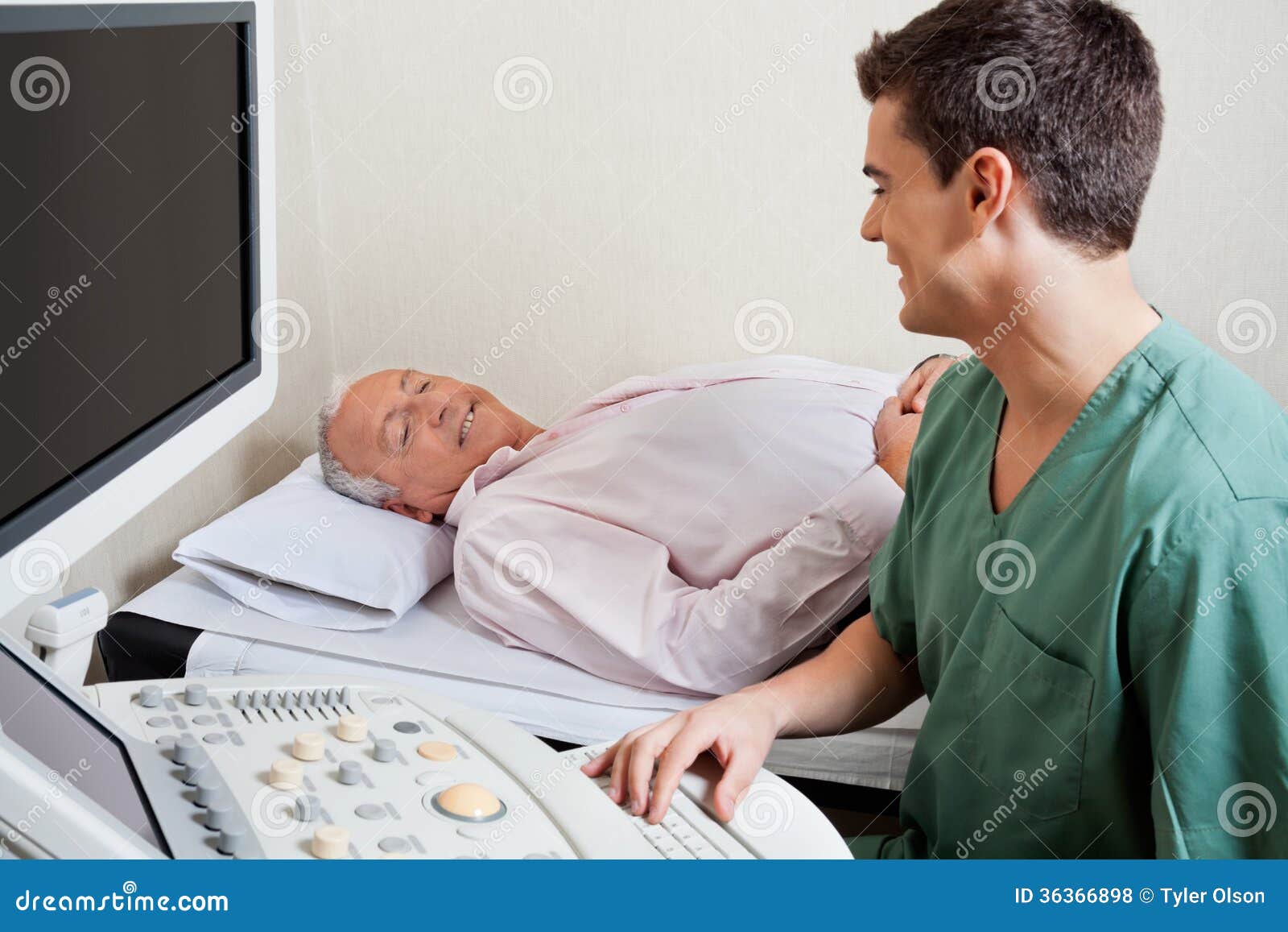 Technician Smiling at Patient Stock Photo - Image of person, physical ...