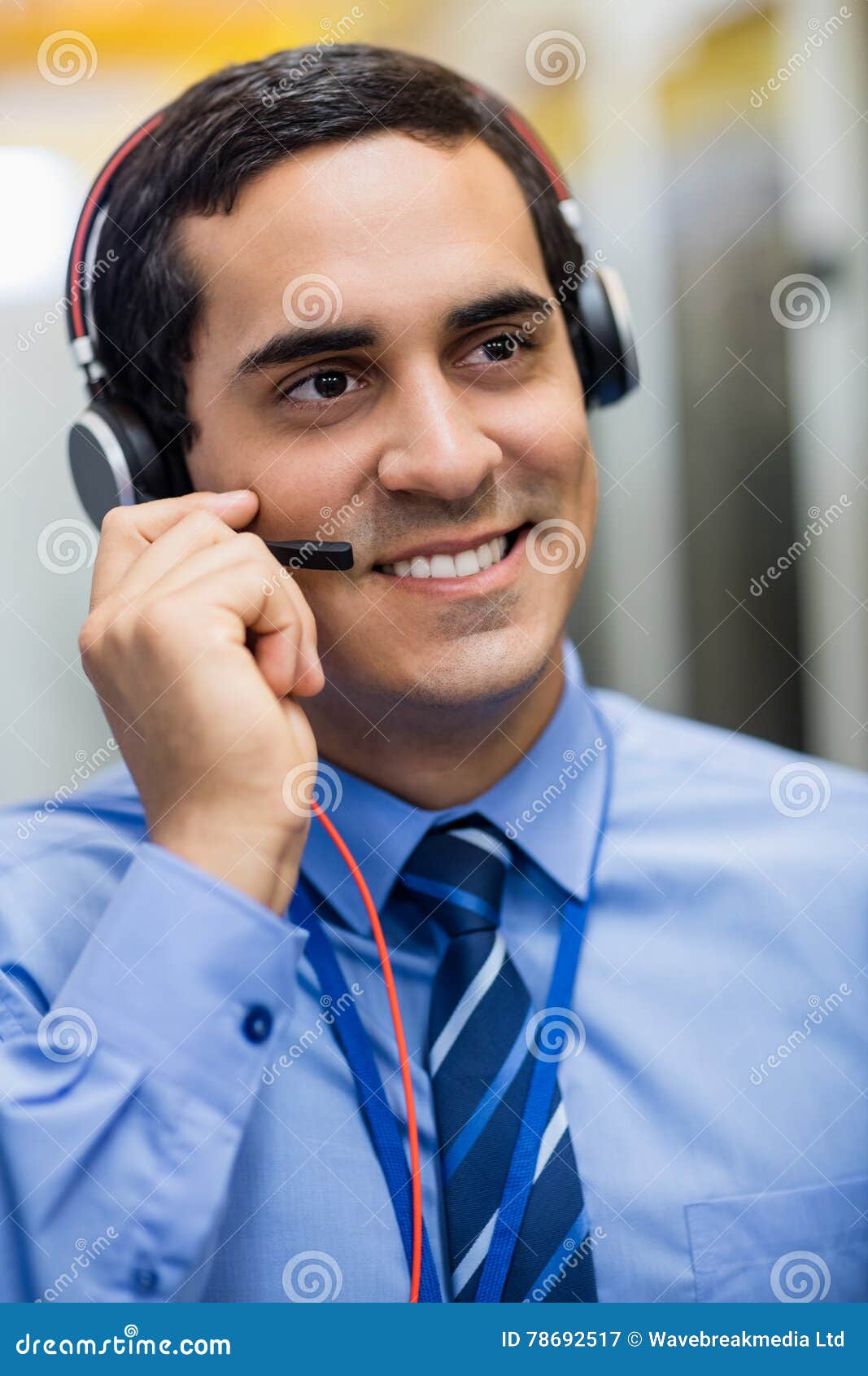 Technician Talking on Head Phones Stock Image - Image of occupation ...