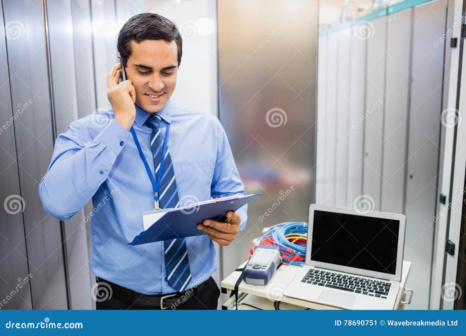 Technician Talking on Mobile Phone Stock Image - Image of diagnostic ...