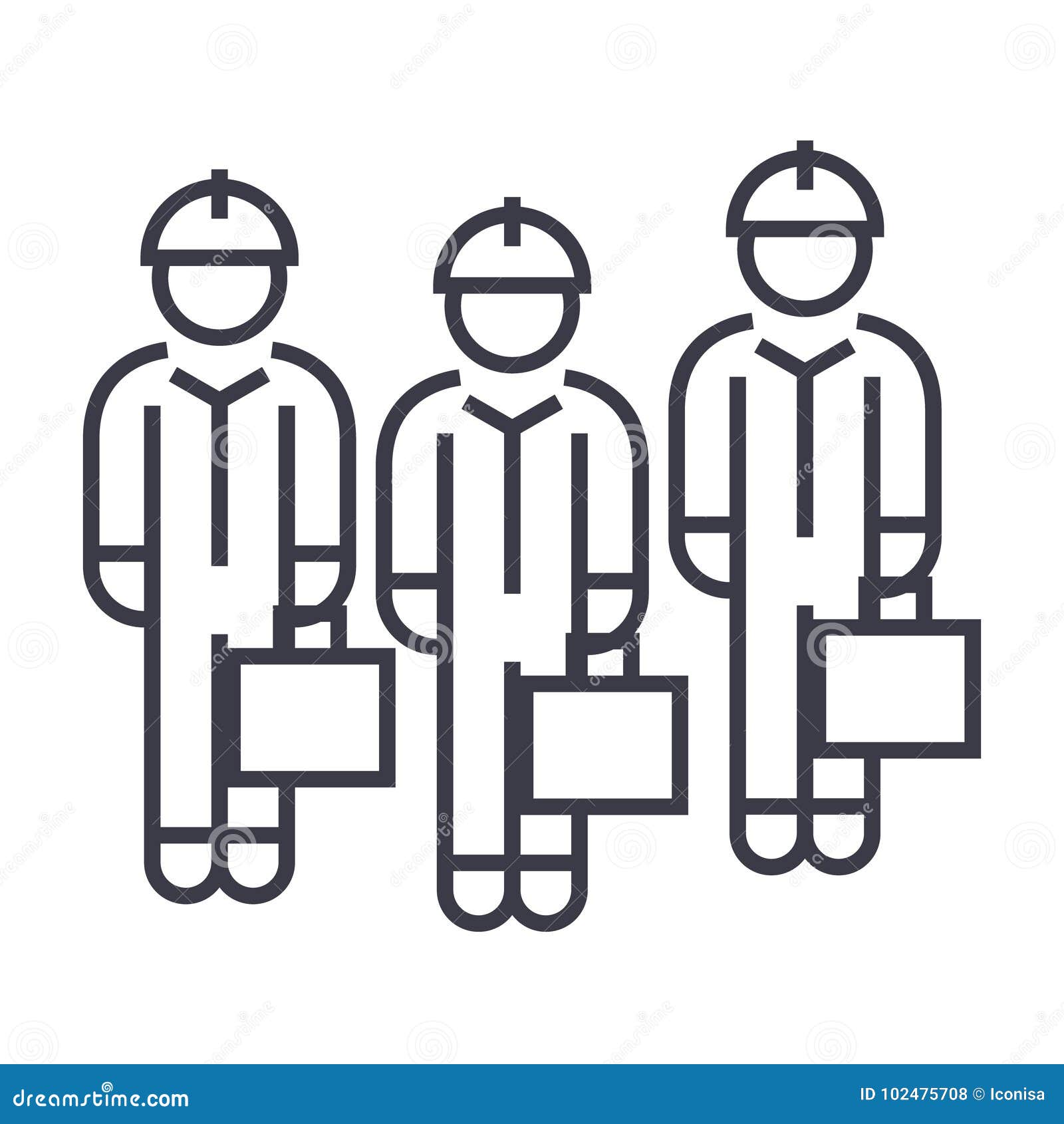 Technician Team Linear Icon Sign Symbol Vector On Isolated
