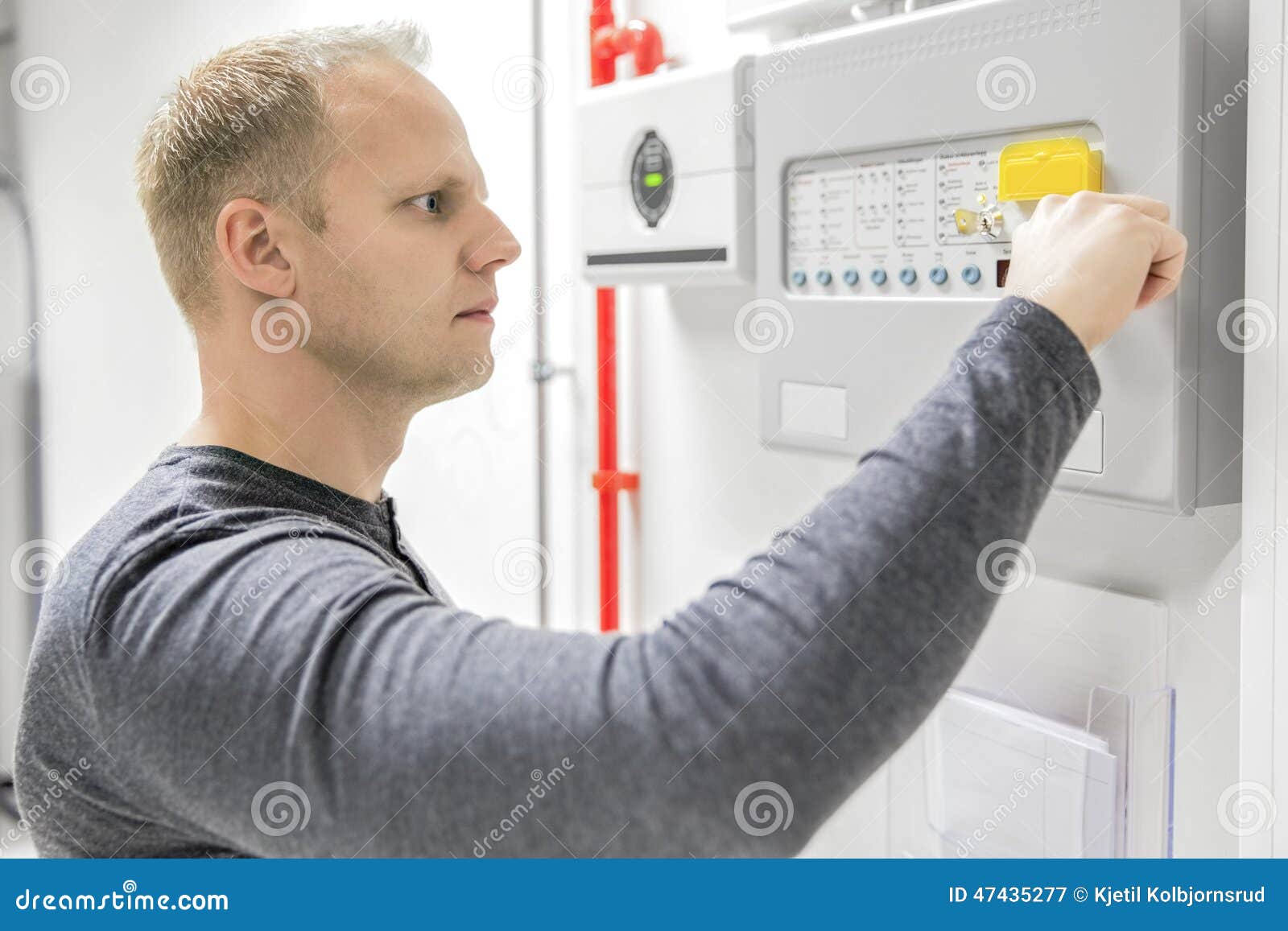 Technician Test Fire Panel in Data Center Stock Image - Image of ...