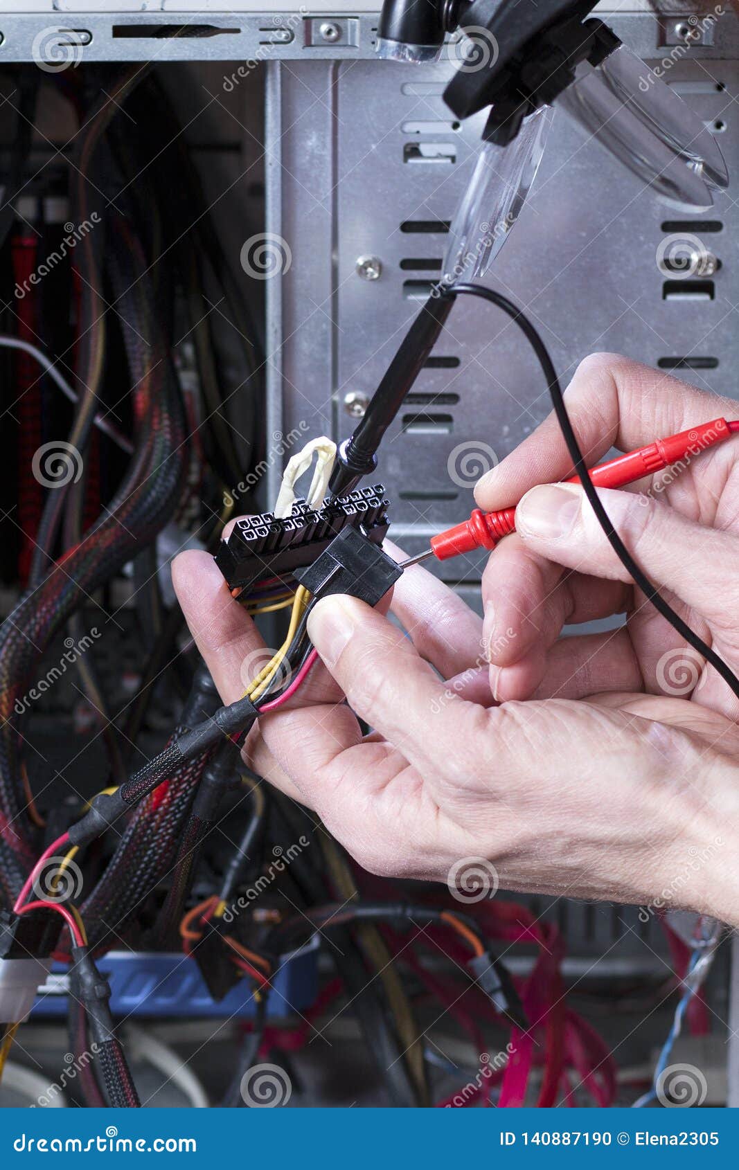 Technician is Testing the Electrical Power of Power Supply Stock Photo ...