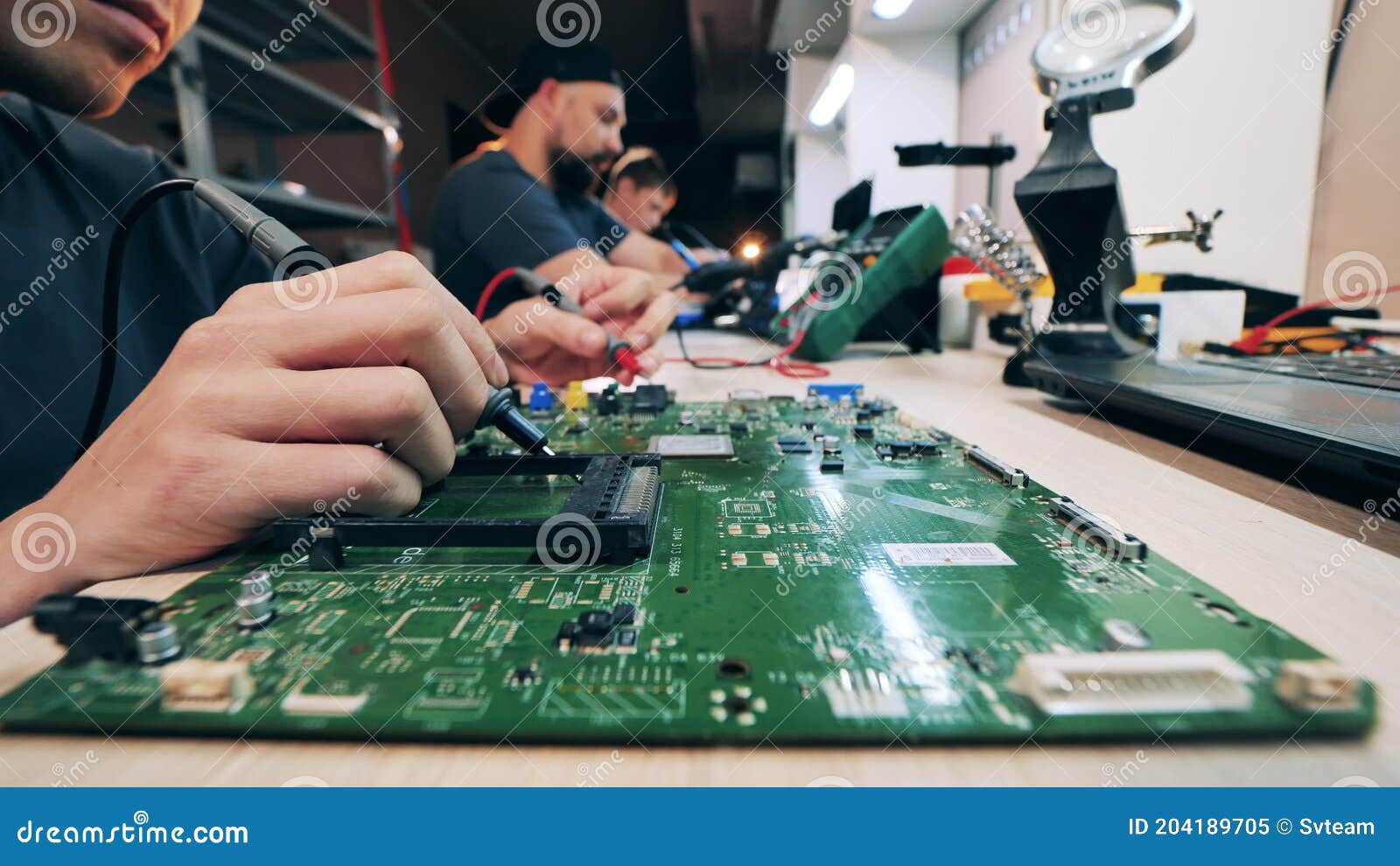 Technician Testing Laptop Motherboard with Multimeter Stock Video ...