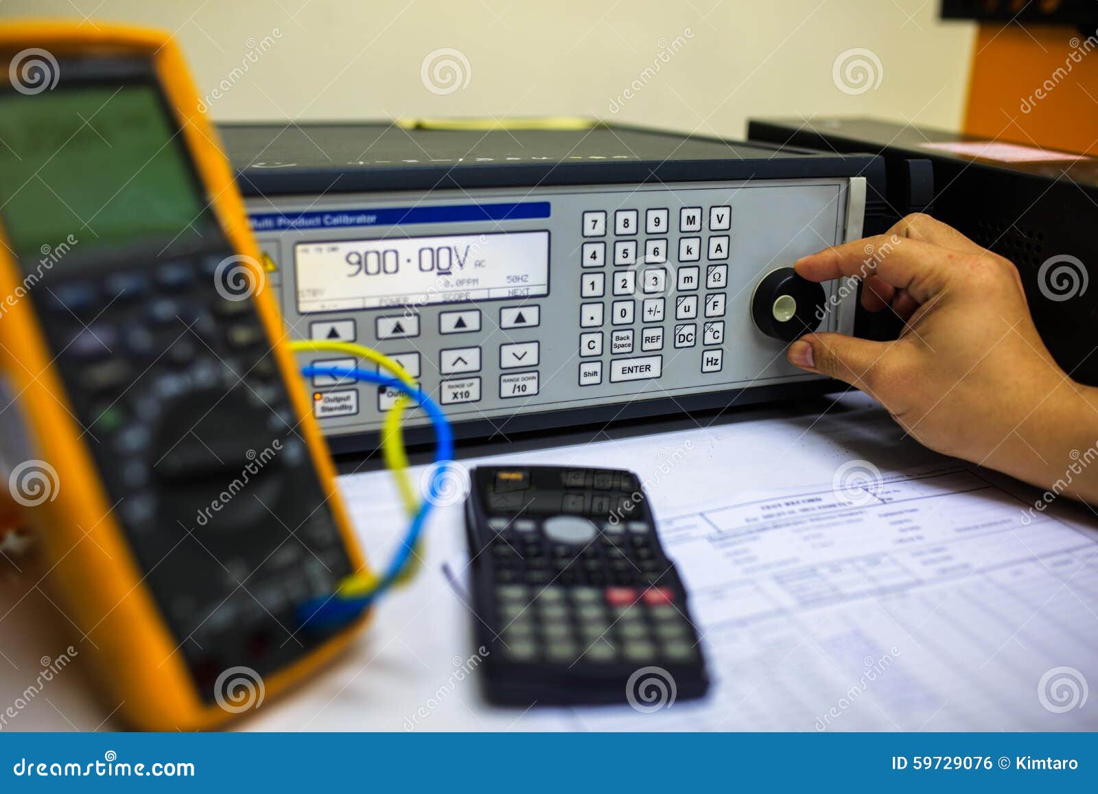 Technician Turn Switch of Precision Multi Calibrator for Calibration ...