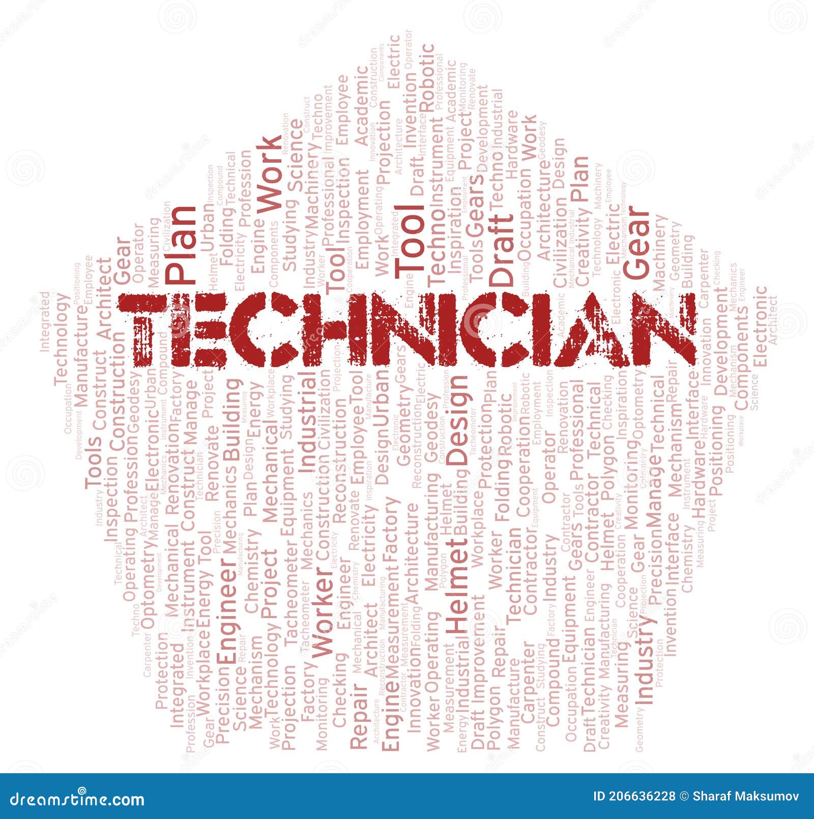Technician Typography Word Cloud Create with the Text only Stock ...