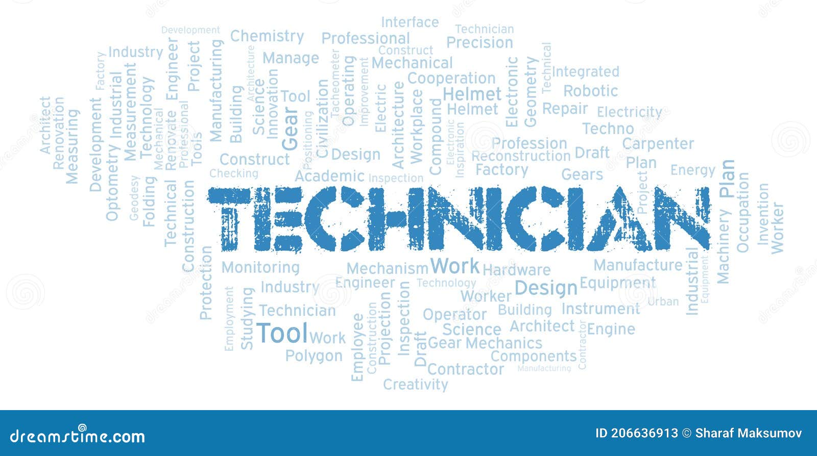 Technician Typography Word Cloud Create with the Text only Stock ...