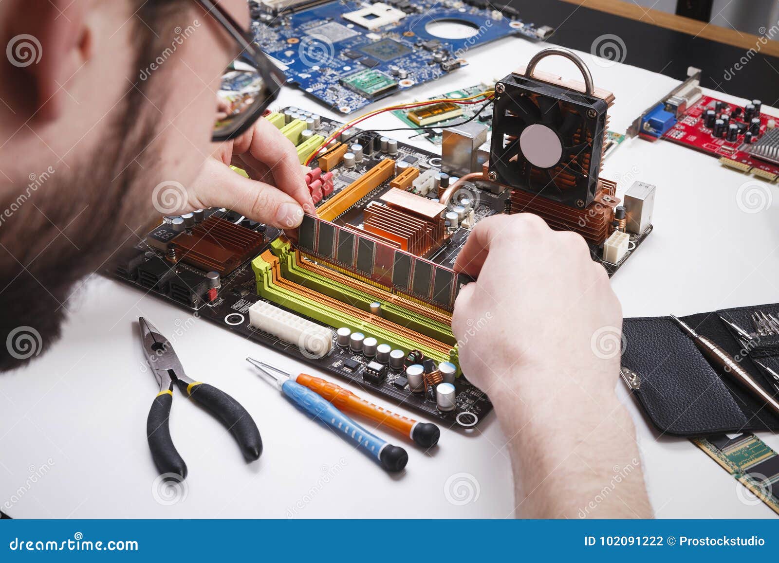 Technician Upgrade of Computer Close Up Stock Photo - Image of ... Technician Upgrade of Computer Close Up Stock Photo - Image of ...