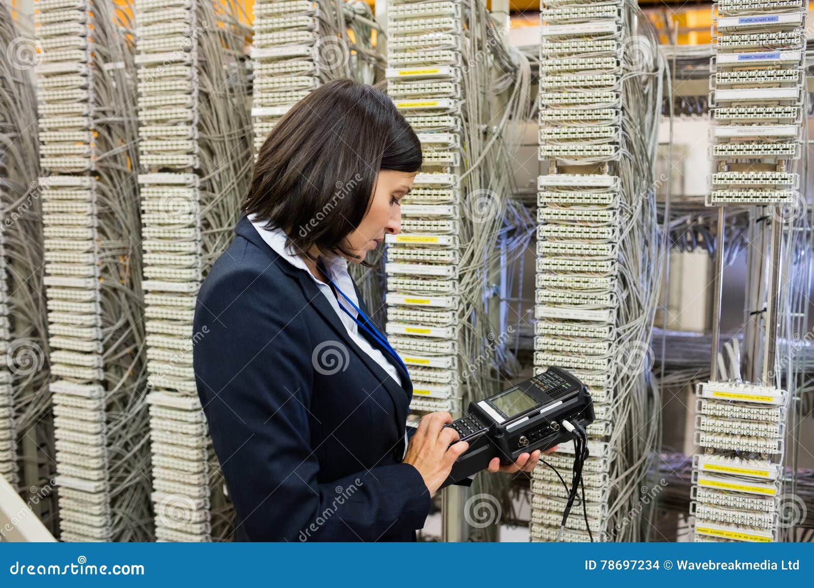 Technician Using Digital Cable Analyzer Stock Photo - Image of drive ...