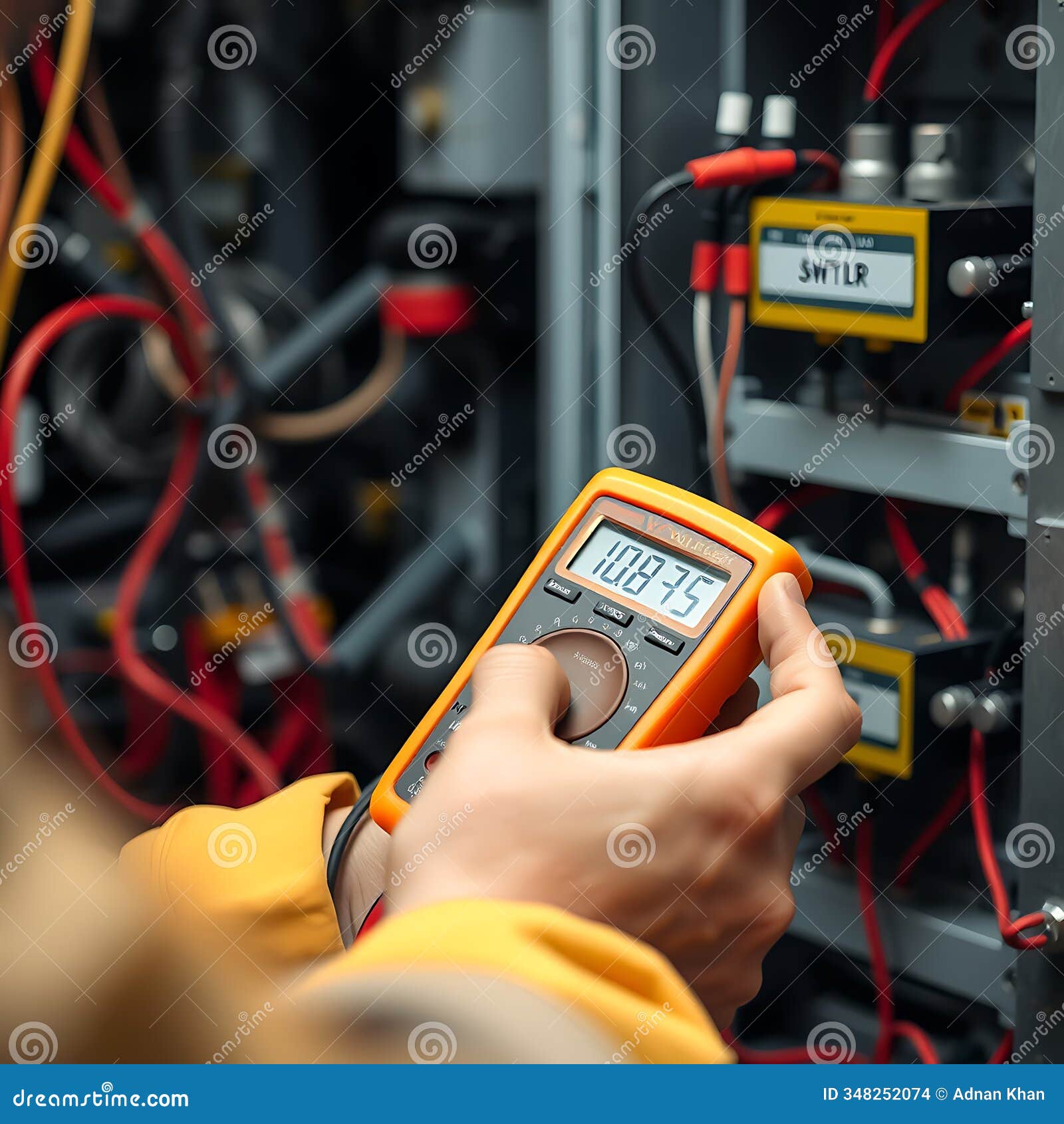 A Technician Using a Digital Multimeter To Measure Voltage in a Circuit ...