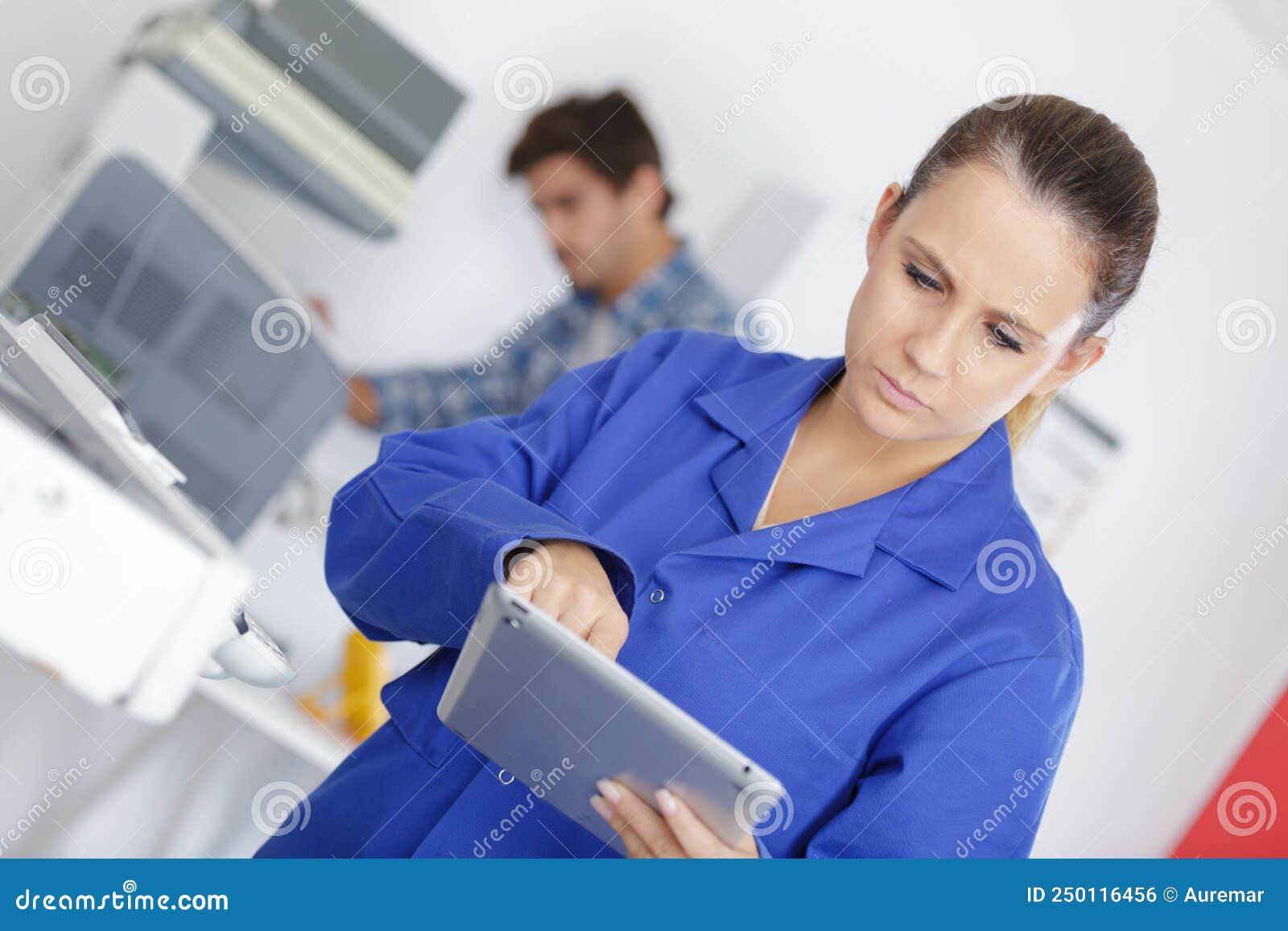 Technician Using Digital Tablet in Server Room Stock Photo - Image of ...
