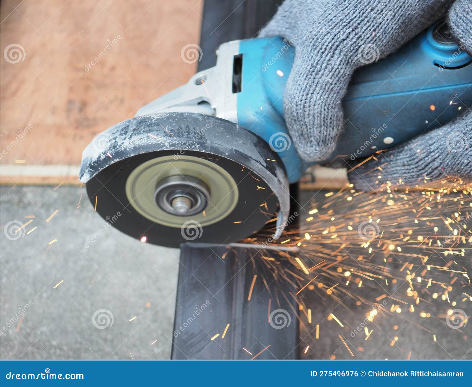 Technician Using Electric Grinder To Cut Square Pipe Safely Stock Photo ...