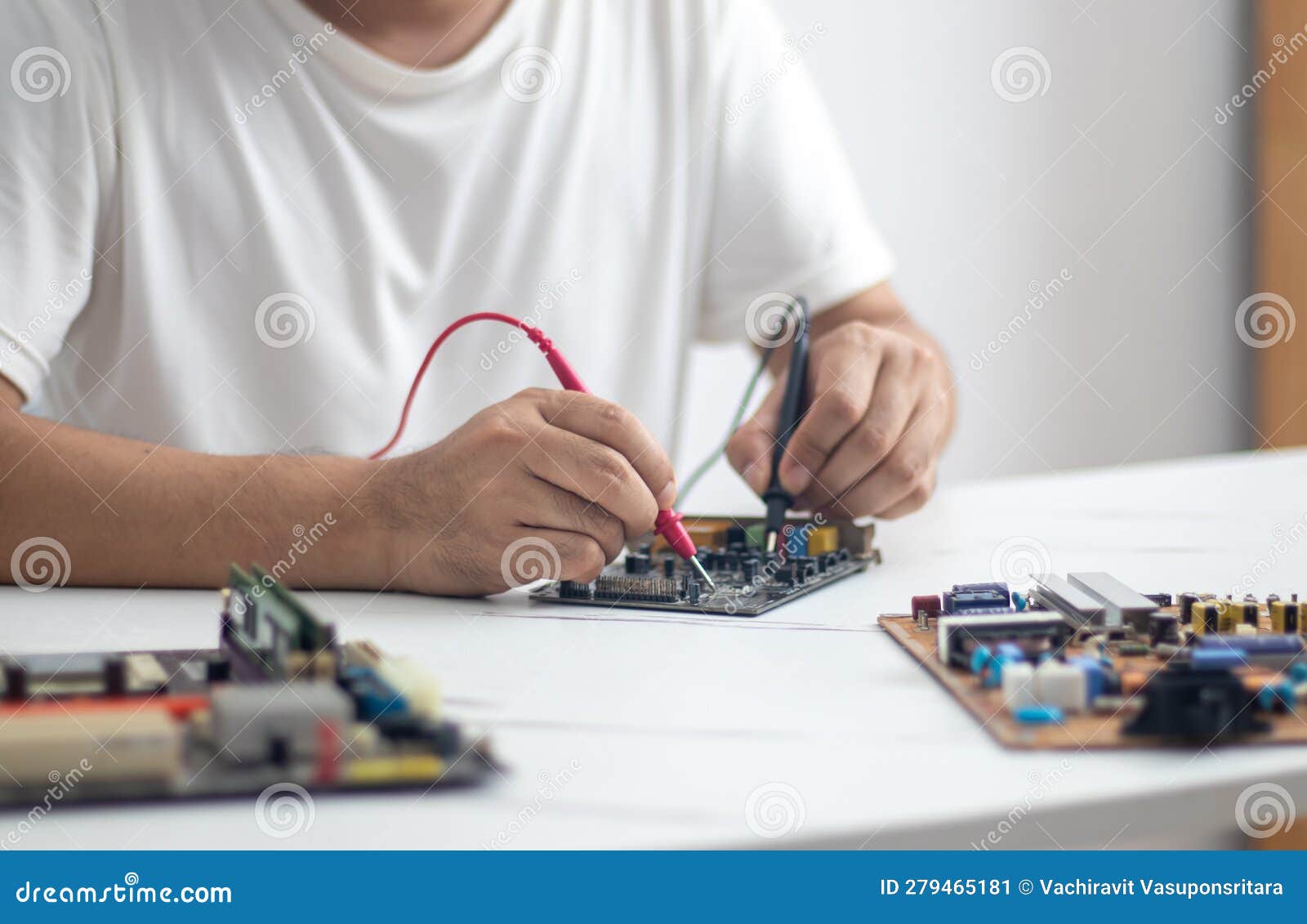 Technician Using a Soldering Iron To Repair a Circuit Board Stock Image ...