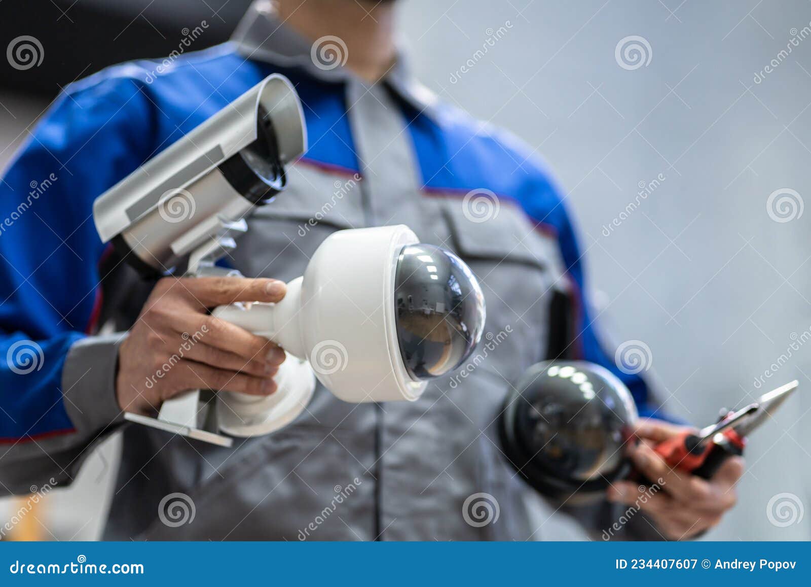 Technician Using Surveillance Security Camera Video Stock Image - Image ...