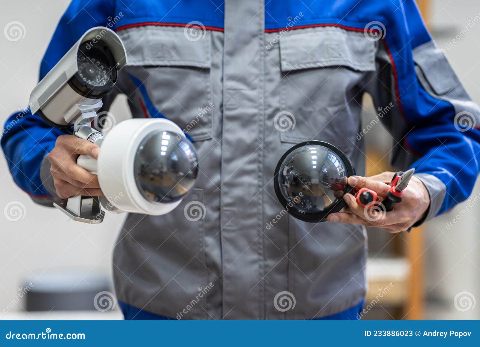 Technician Using Surveillance Security Camera Video Stock Image - Image ...