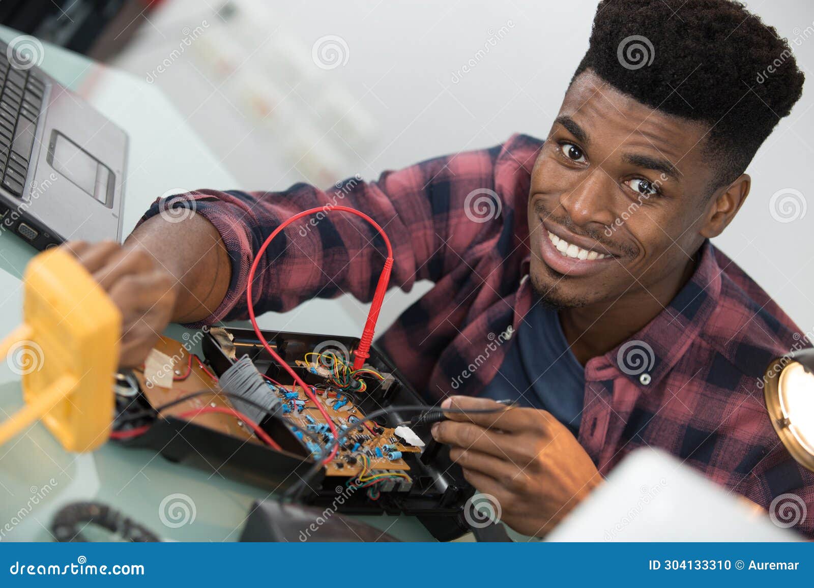 Technician Using Voltage Meter in Computer Stock Photo - Image of ...