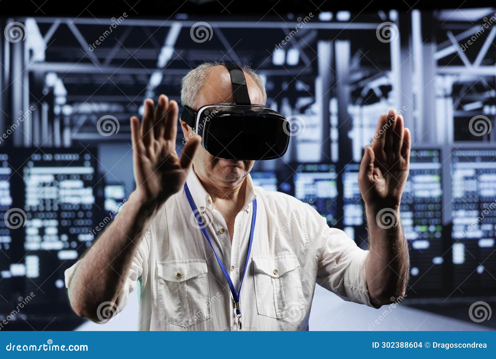 Technician Using VR in Data Center Stock Photo - Image of hardware ...