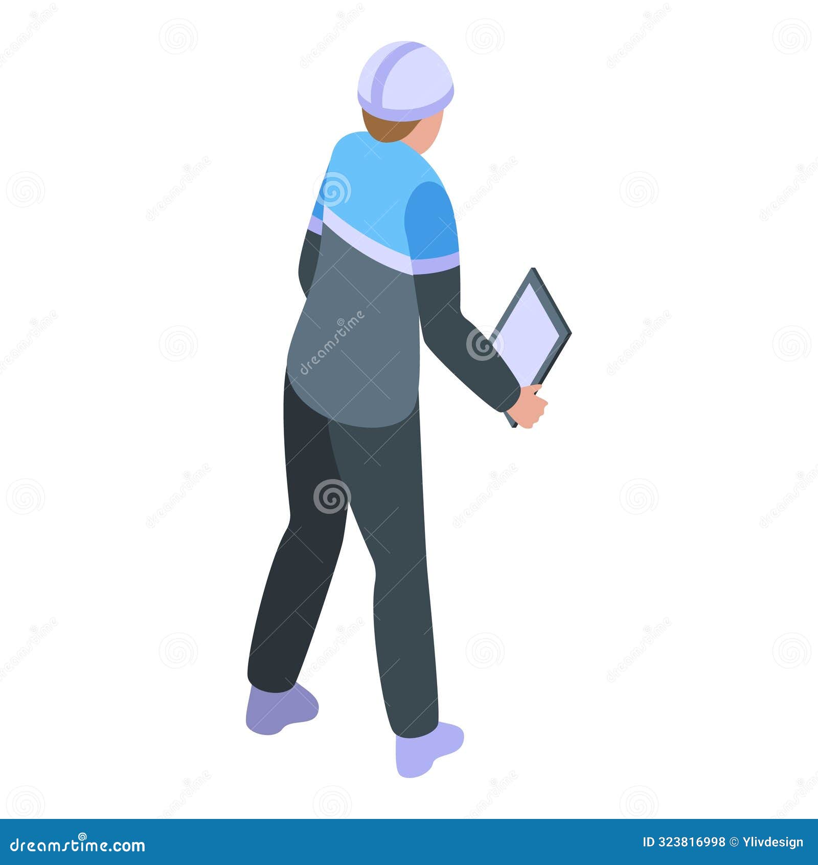 Technician Walking and Holding Tablet for Maintenance Operations Stock ...