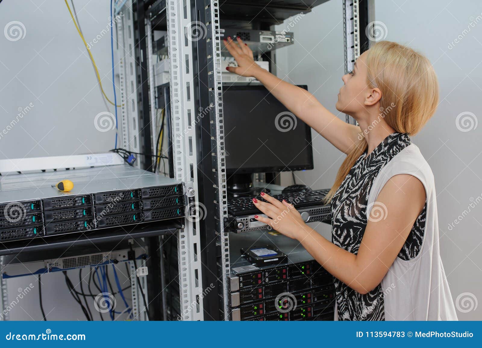 Technician it Woman Fixing the Problem Stock Image - Image of ...