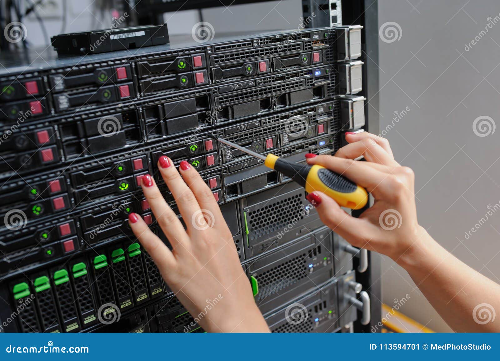Technician it Woman Fixing the Problem Stock Image - Image of notebook ...
