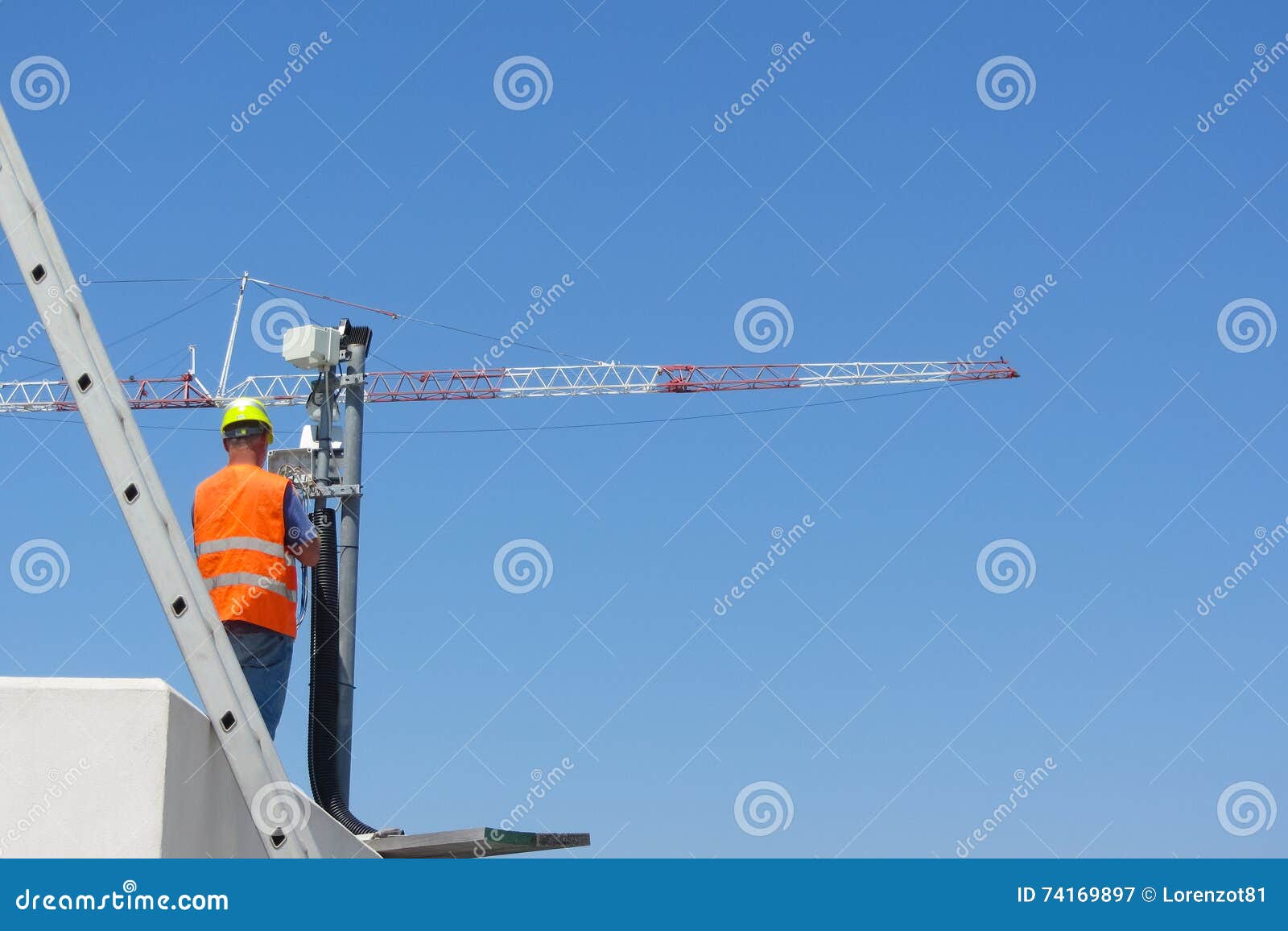 Technician at Work Inside a Construction Site Stock Image - Image of ...