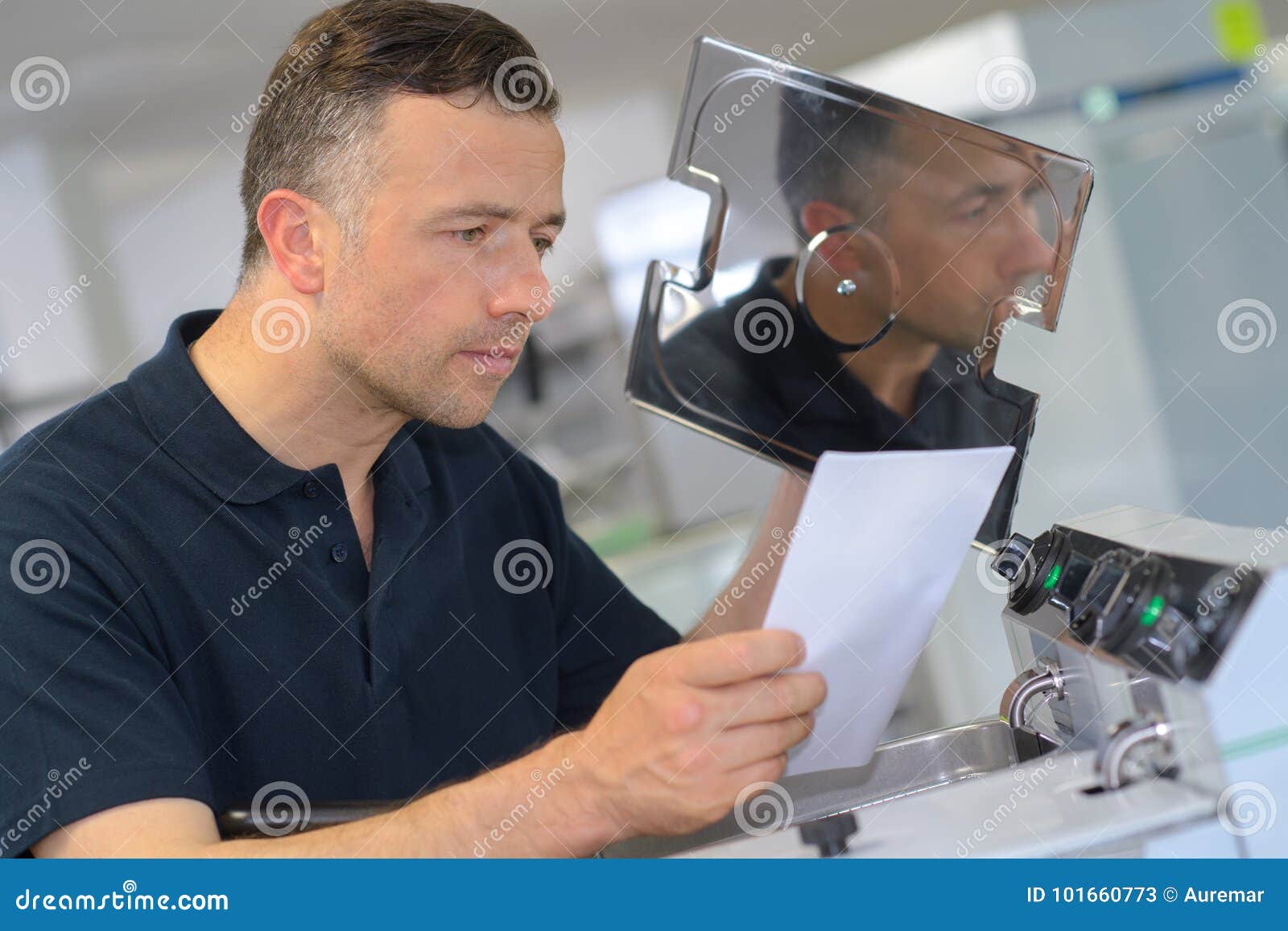 Technician Worker Checking Metal Machine Stock Image - Image of tool ...