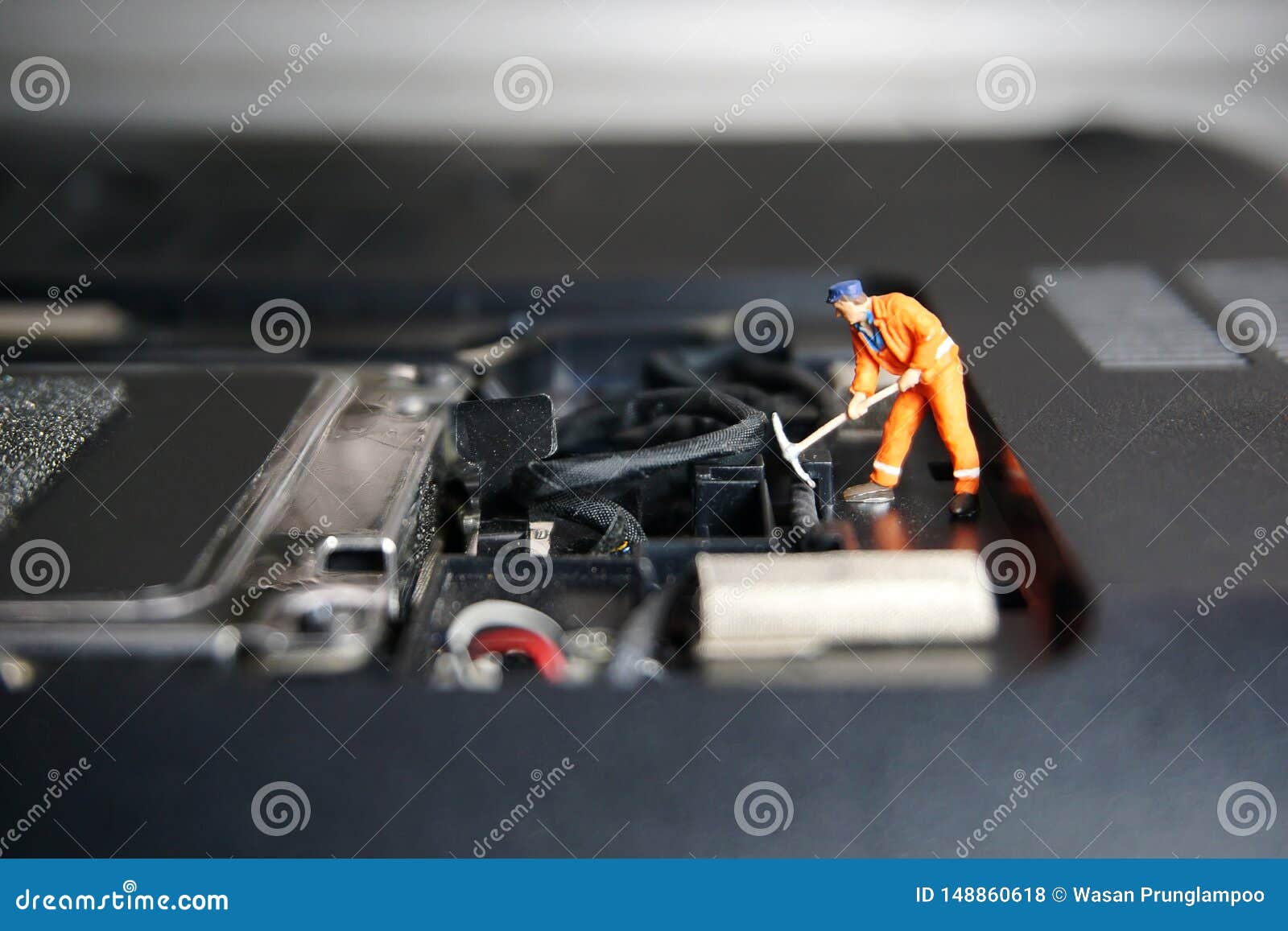 Technician Worker Figure Standing on a Old Usb Flash Drive. it Support ...