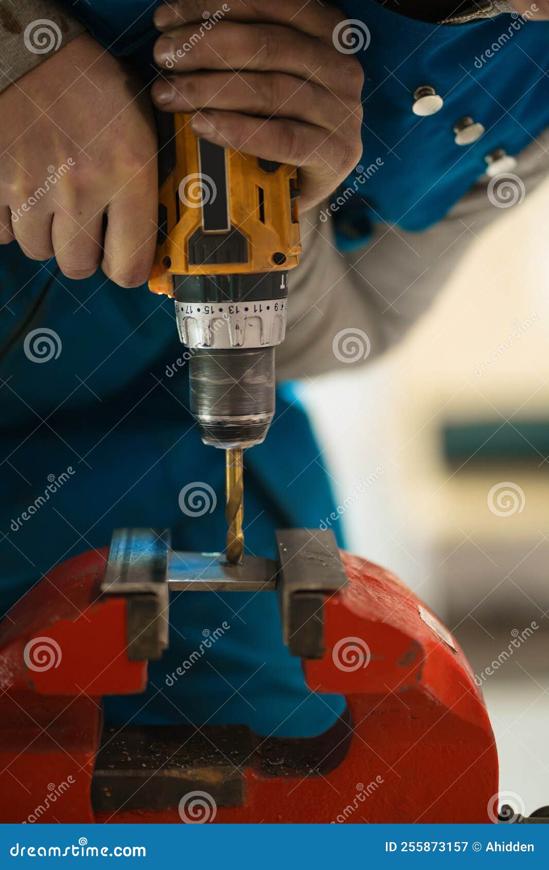 Worker Hands Working with a Drill Stock Image - Image of drilling ...