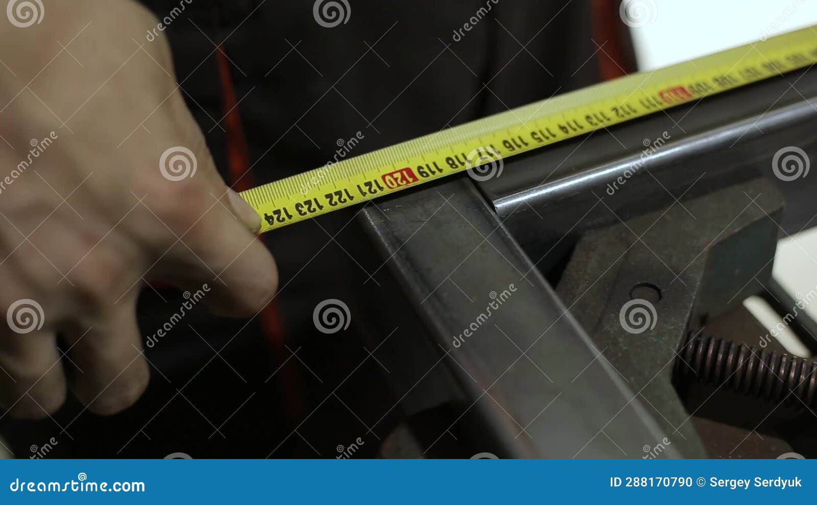 Technician Worker Using Ruler Tape Measure Detail of Workpiece for ...