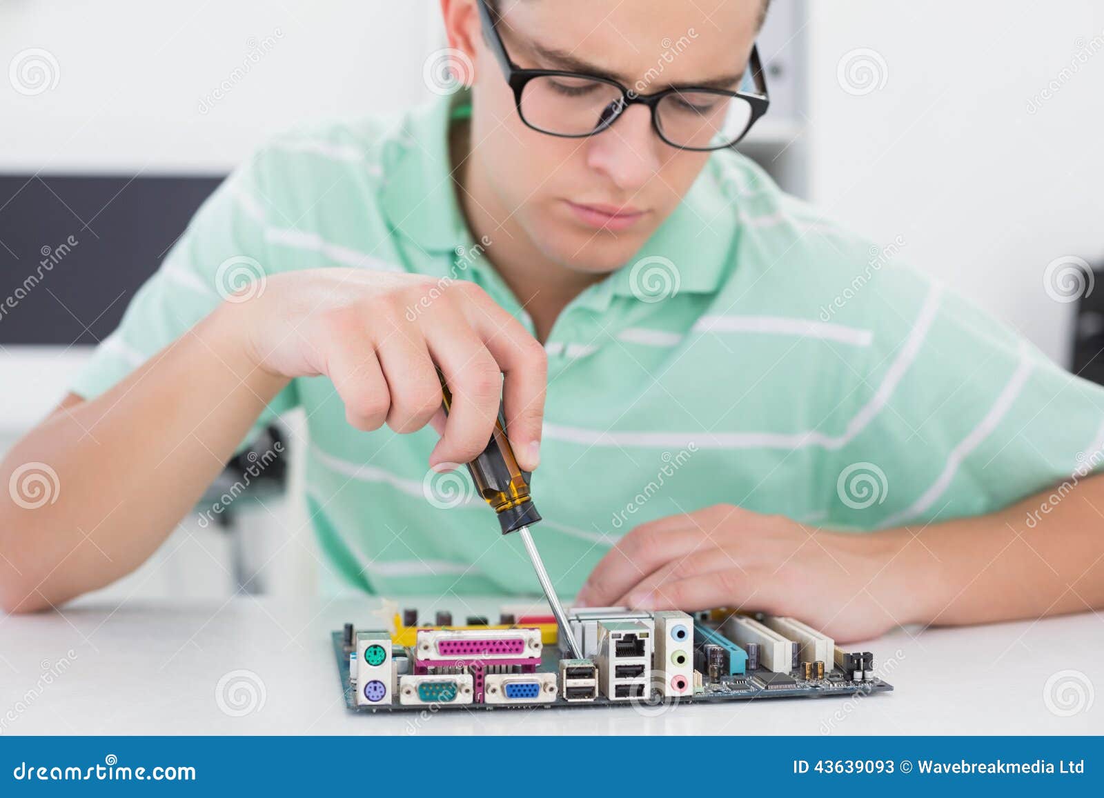 Technician Working on Broken Cpu Stock Image - Image of support, male ...