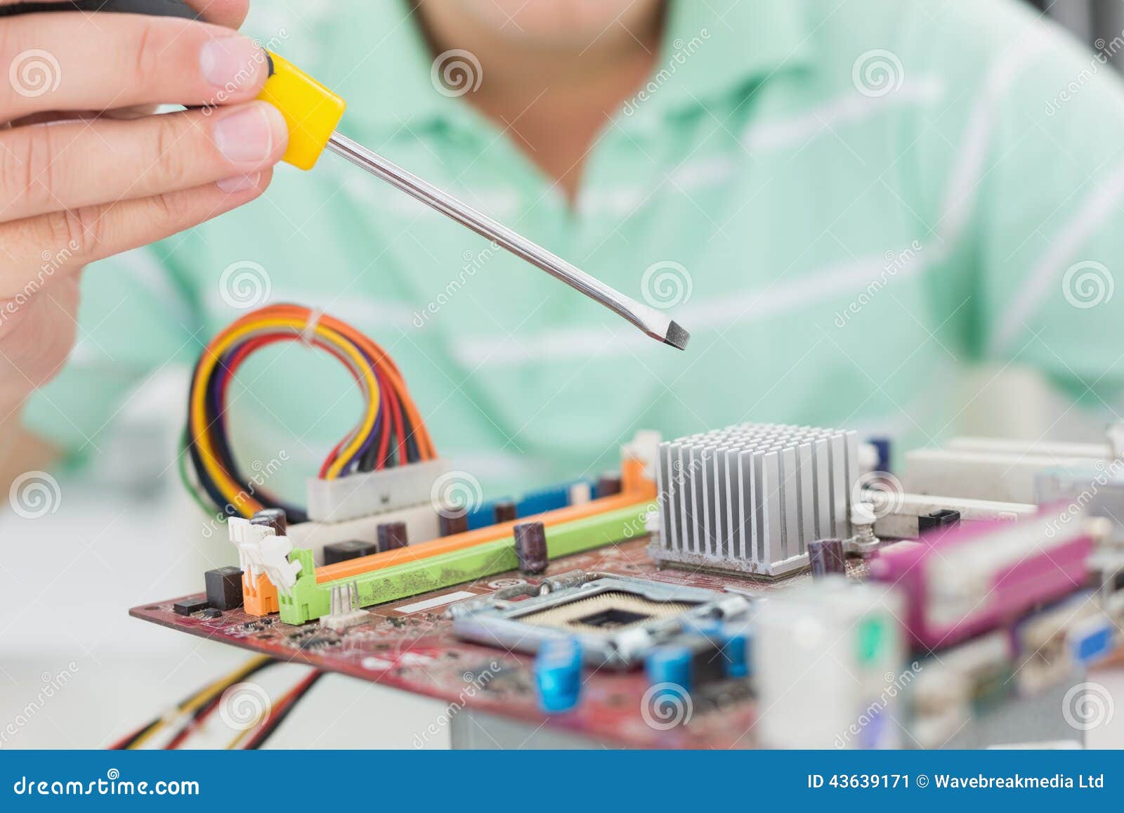 Technician Working on Broken Cpu with Screwdriver Stock Image - Image ...