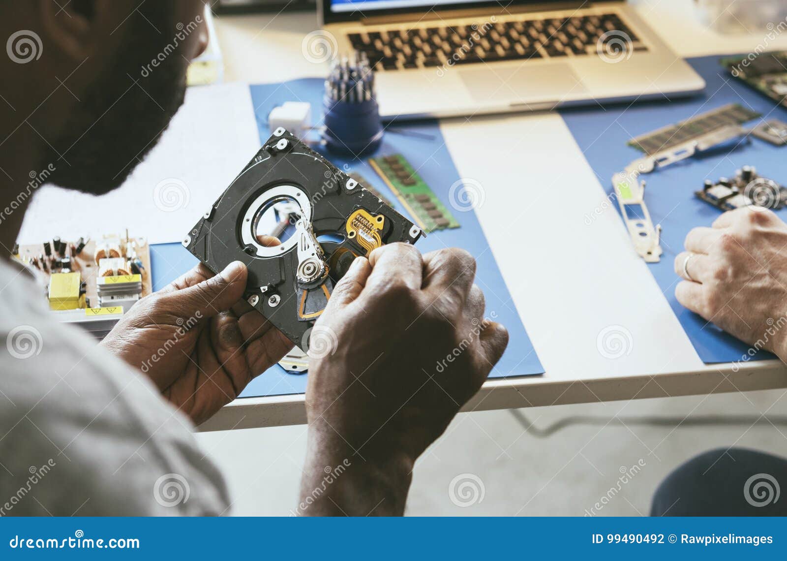 Technician is Working on Computer Hard Disk Stock Photo - Image of ... Technician is Working on Computer Hard Disk Stock Photo - Image of ...
