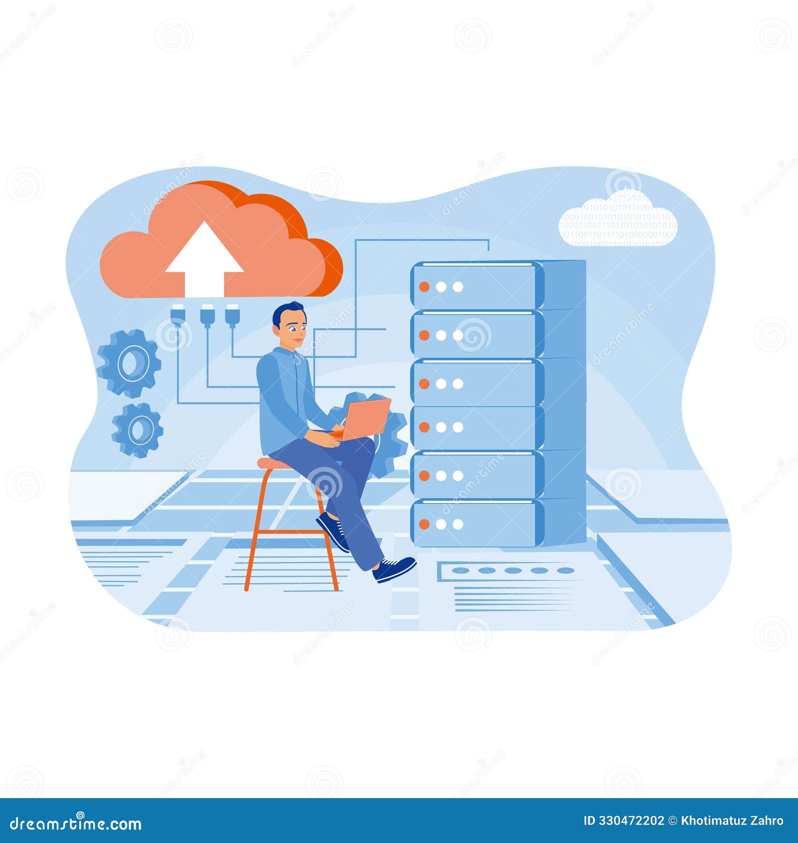 Technician Working in Data Center Room. Uses Cloud Technology To Store ... Technician Working in Data Center Room. Uses Cloud Technology To Store ...