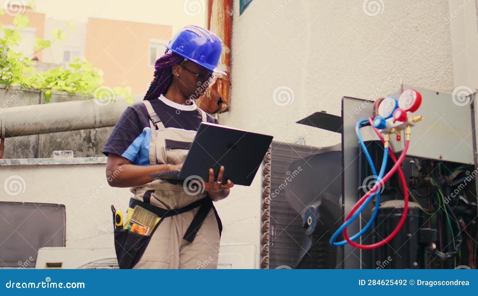 Technician Working on HVAC System Stock Footage - Video of support ...