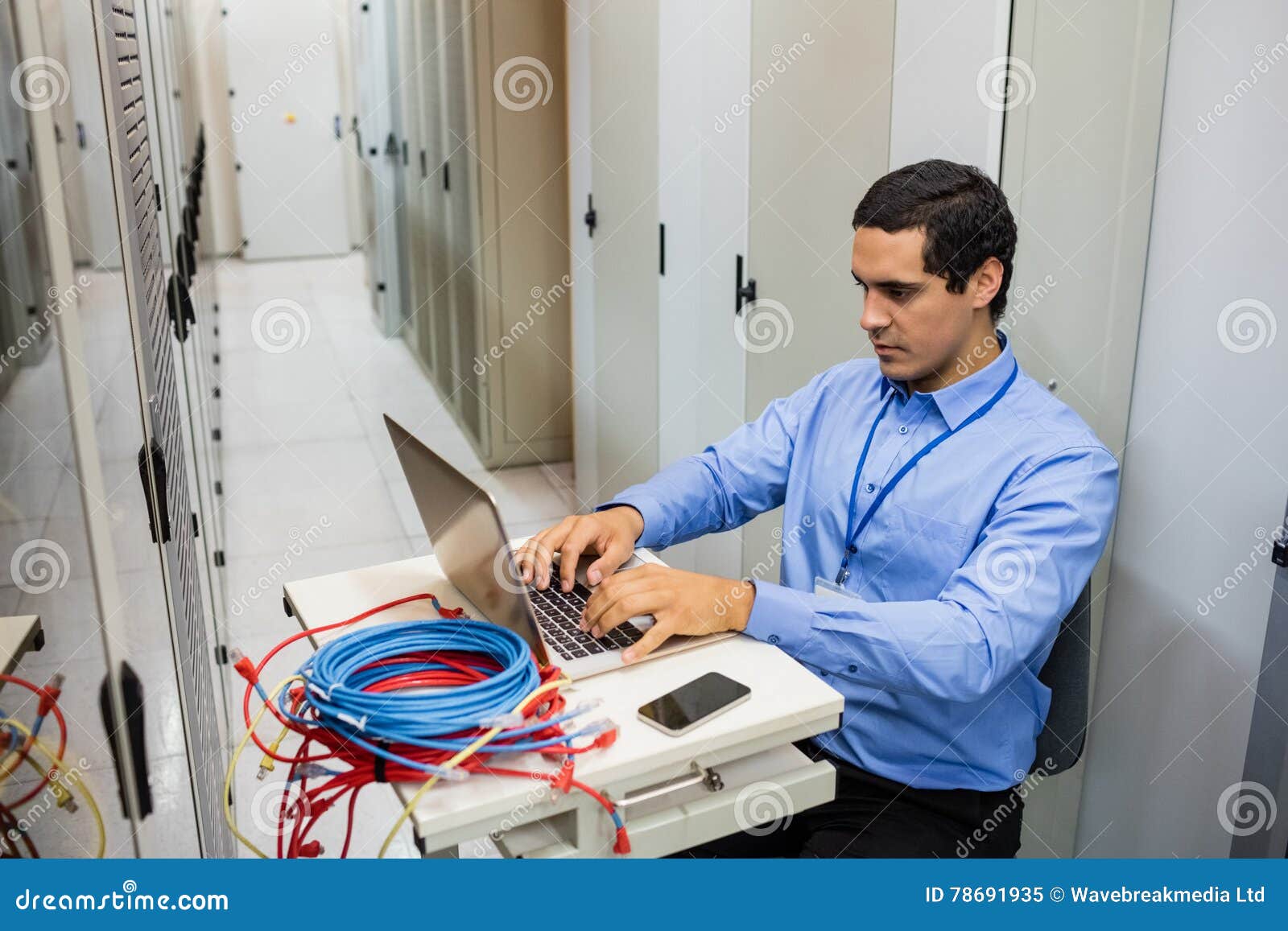 Technician Working on Laptop Stock Image - Image of communication ...