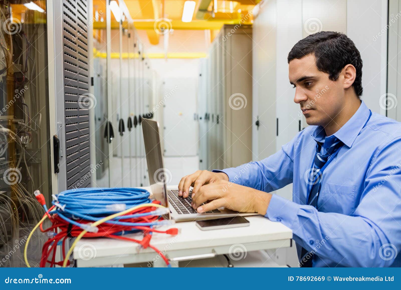 Technician Working on Laptop Stock Image - Image of center, adult: 78692669