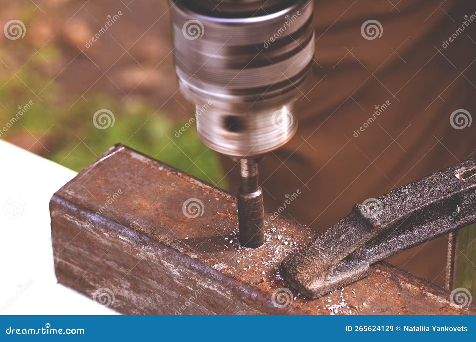 Working with Metal. Men S Hands with a Drill Stock Image - Image of ...