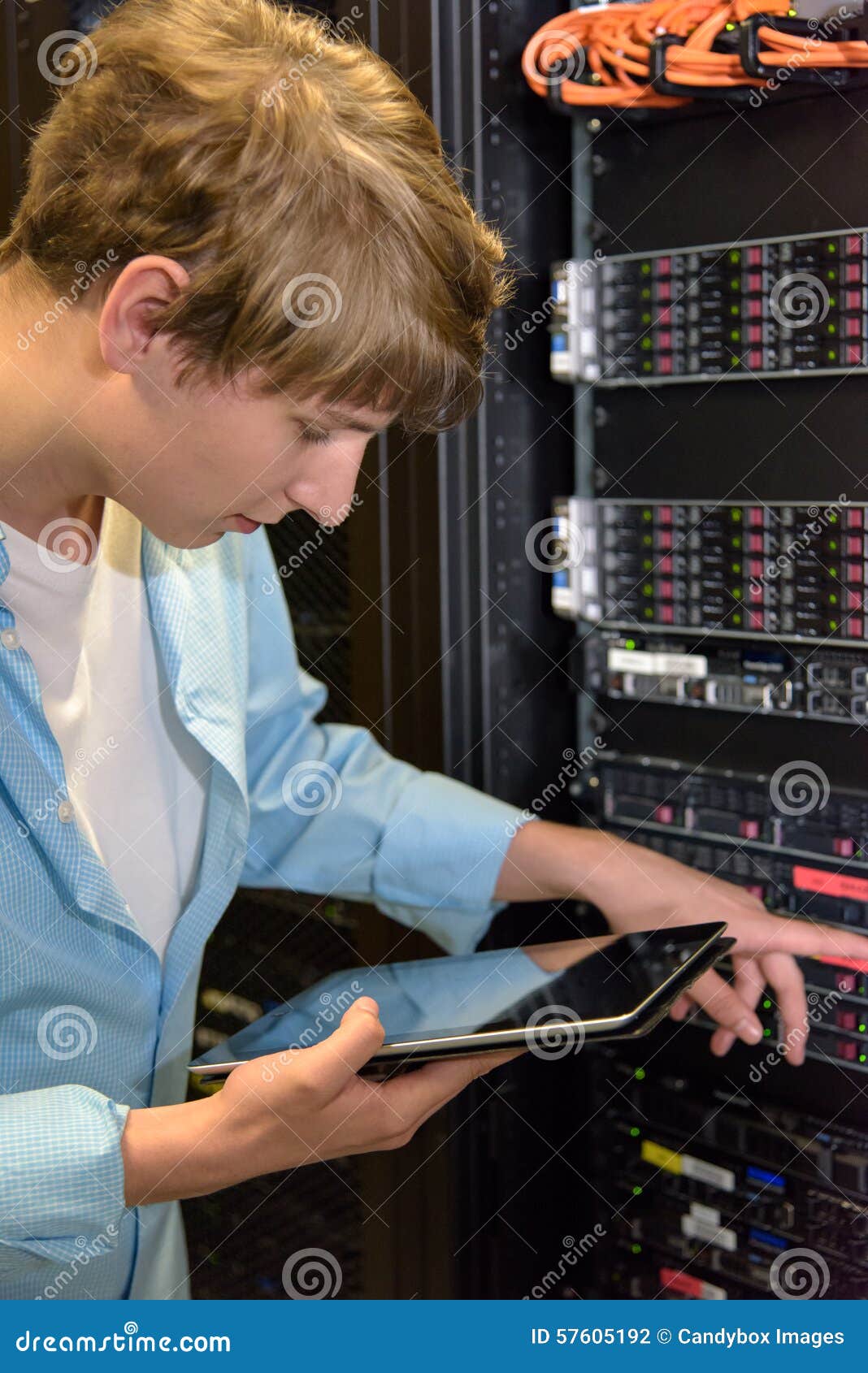 It Technician Working on a Server Stock Photo - Image of security ...